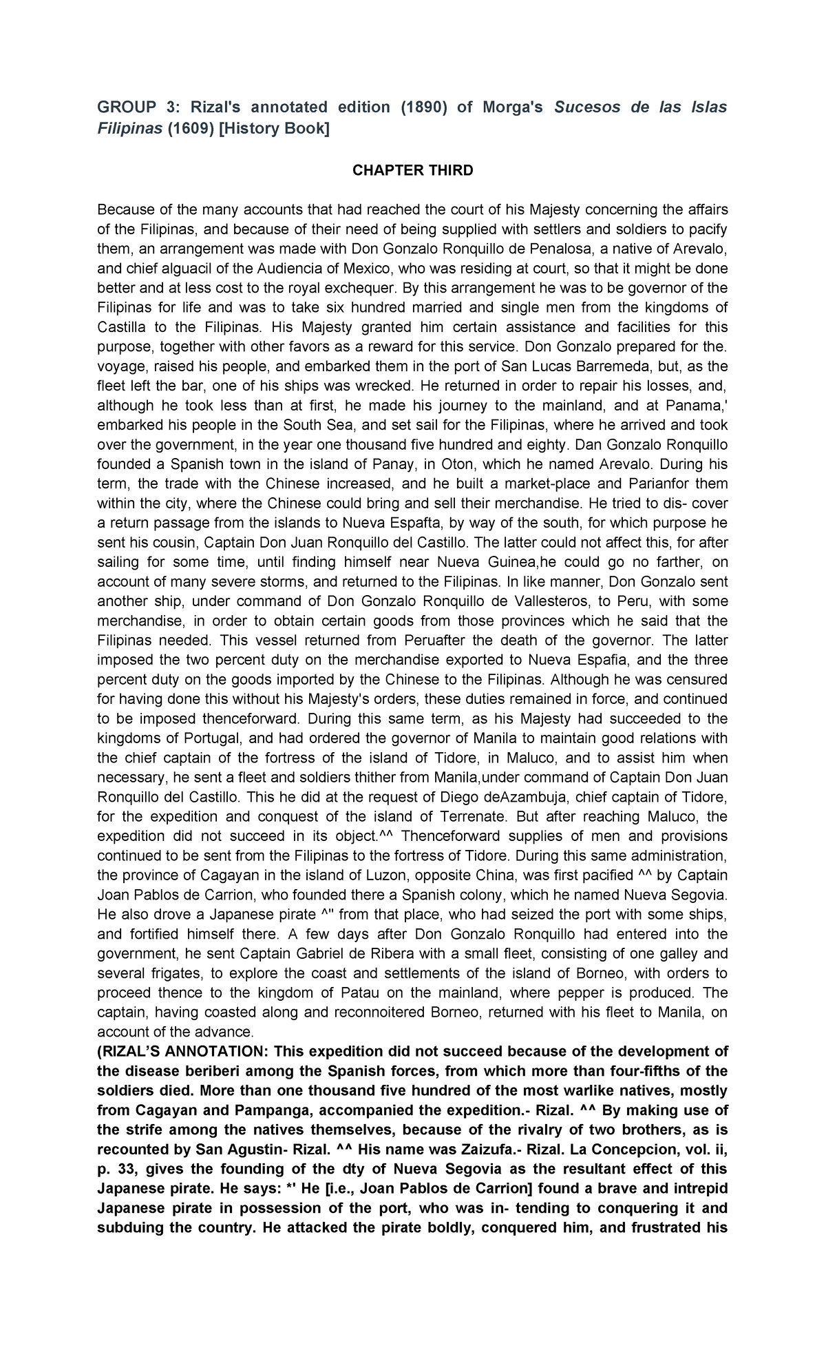 Rizal Expedition - GROUP 3: Rizal's annotated edition (1890) of Morga's ...