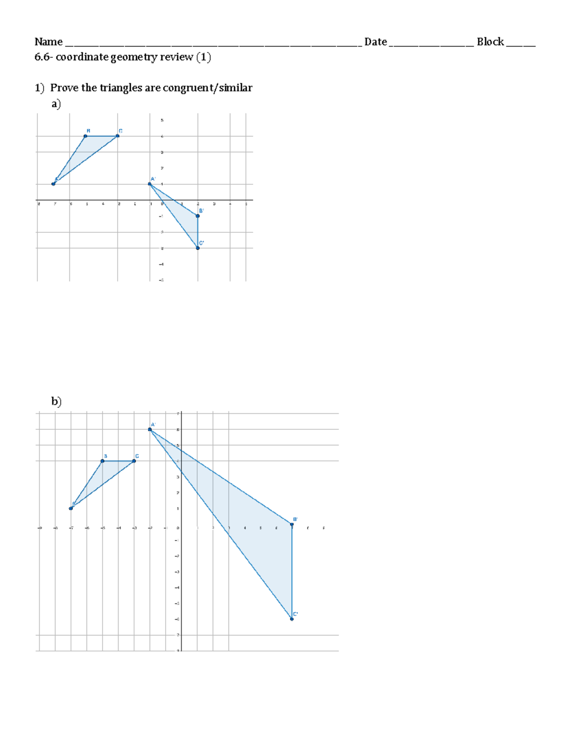 Coordinate Geometry Review CW 6.6 for Class Assignment - Name - Studocu