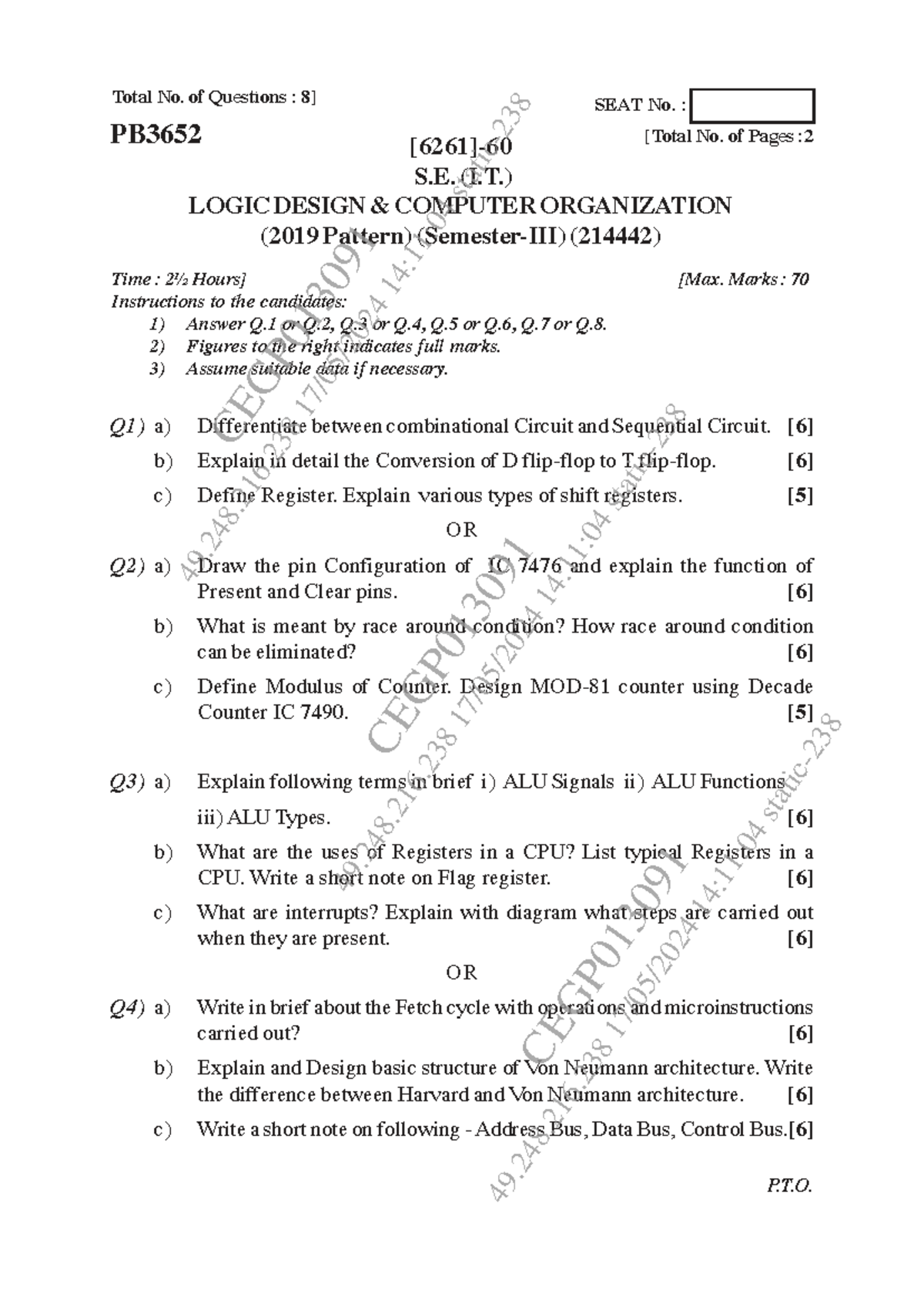 PB3652 Logic Design & Computer Organization Midterm Exam Notes - Studocu