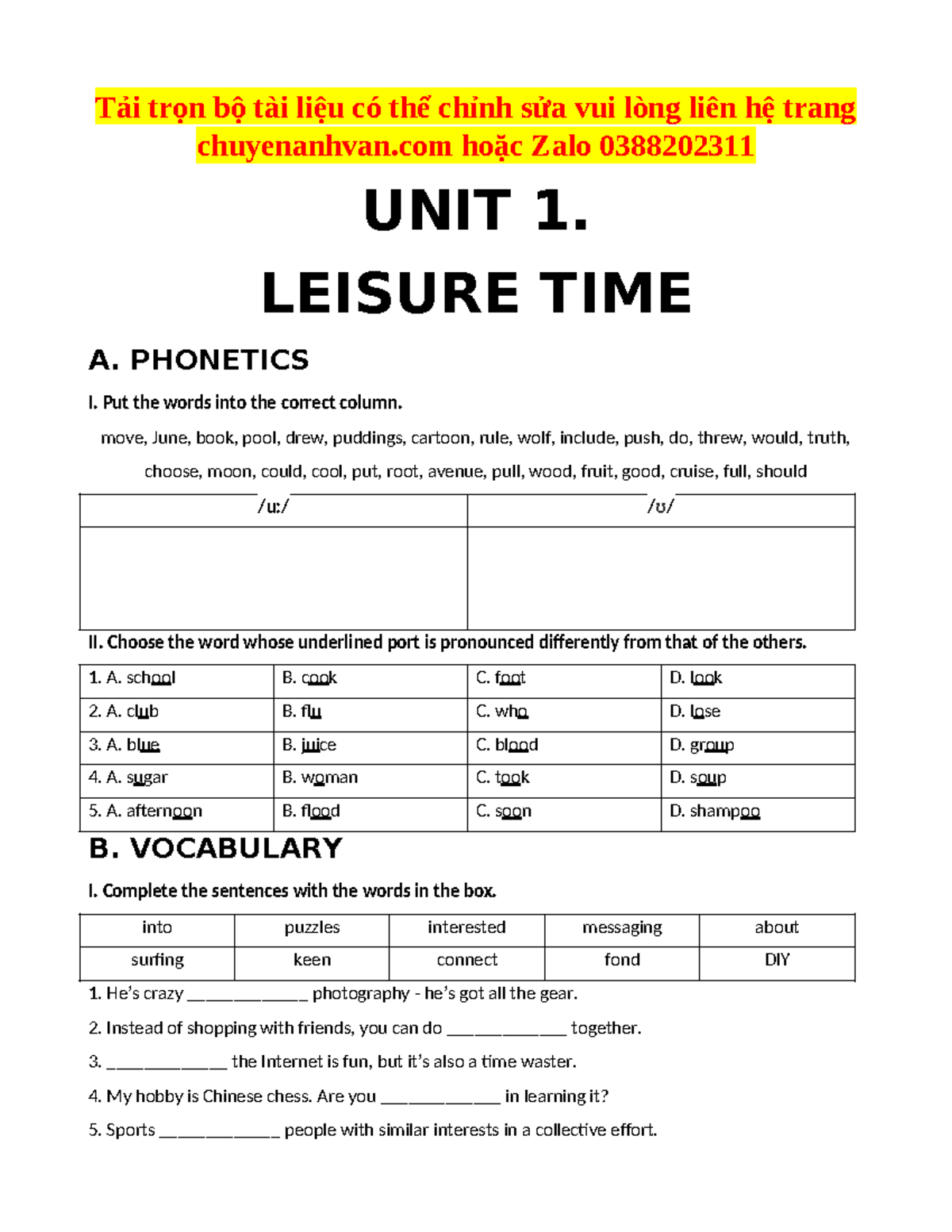 Bài Tập Thực Hành Tiếng Anh 8 Global Success MLH - Unit 1 & 2 Exercise with Answers - Studocu