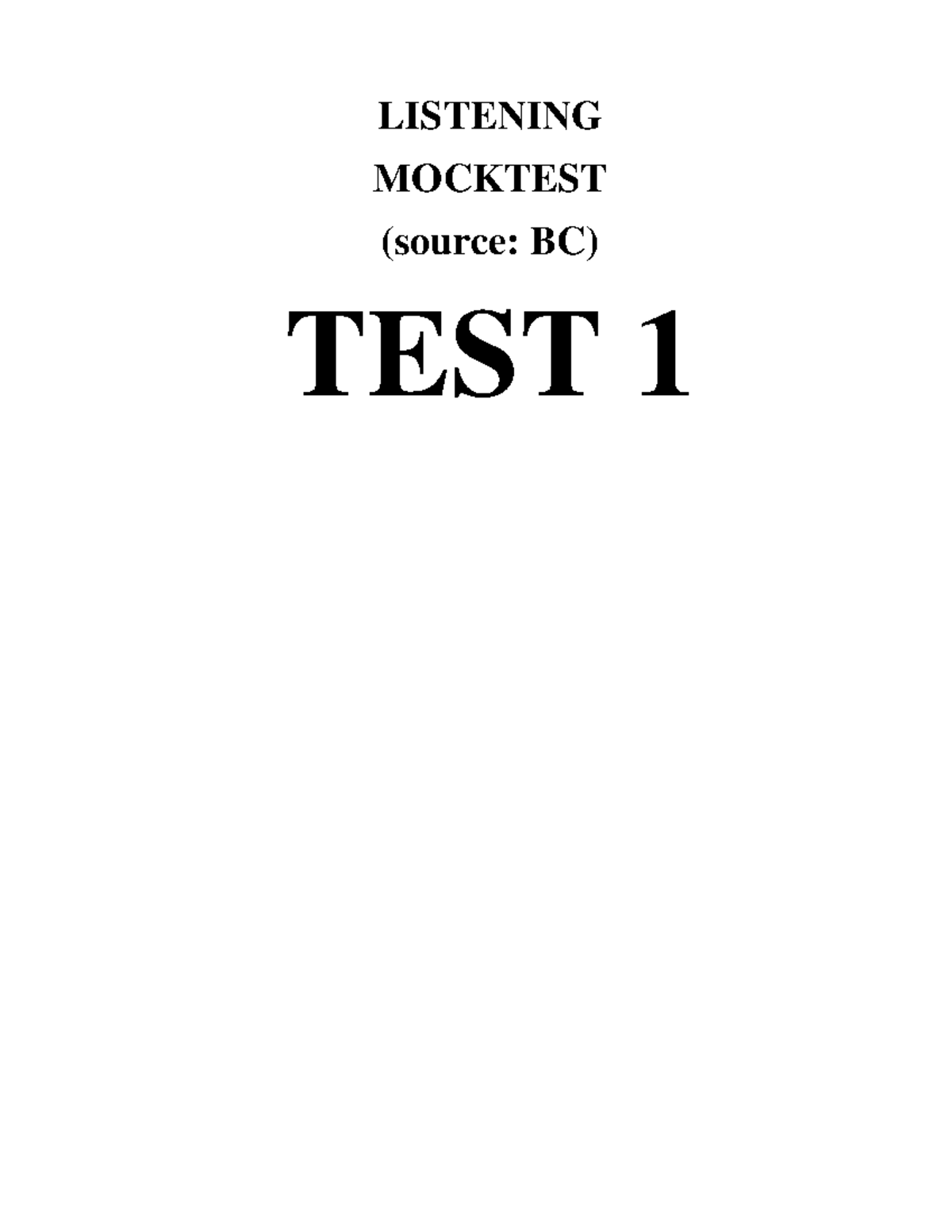 Listening Mocktest BC T1 - Practice Test Pack 2 - Studocu