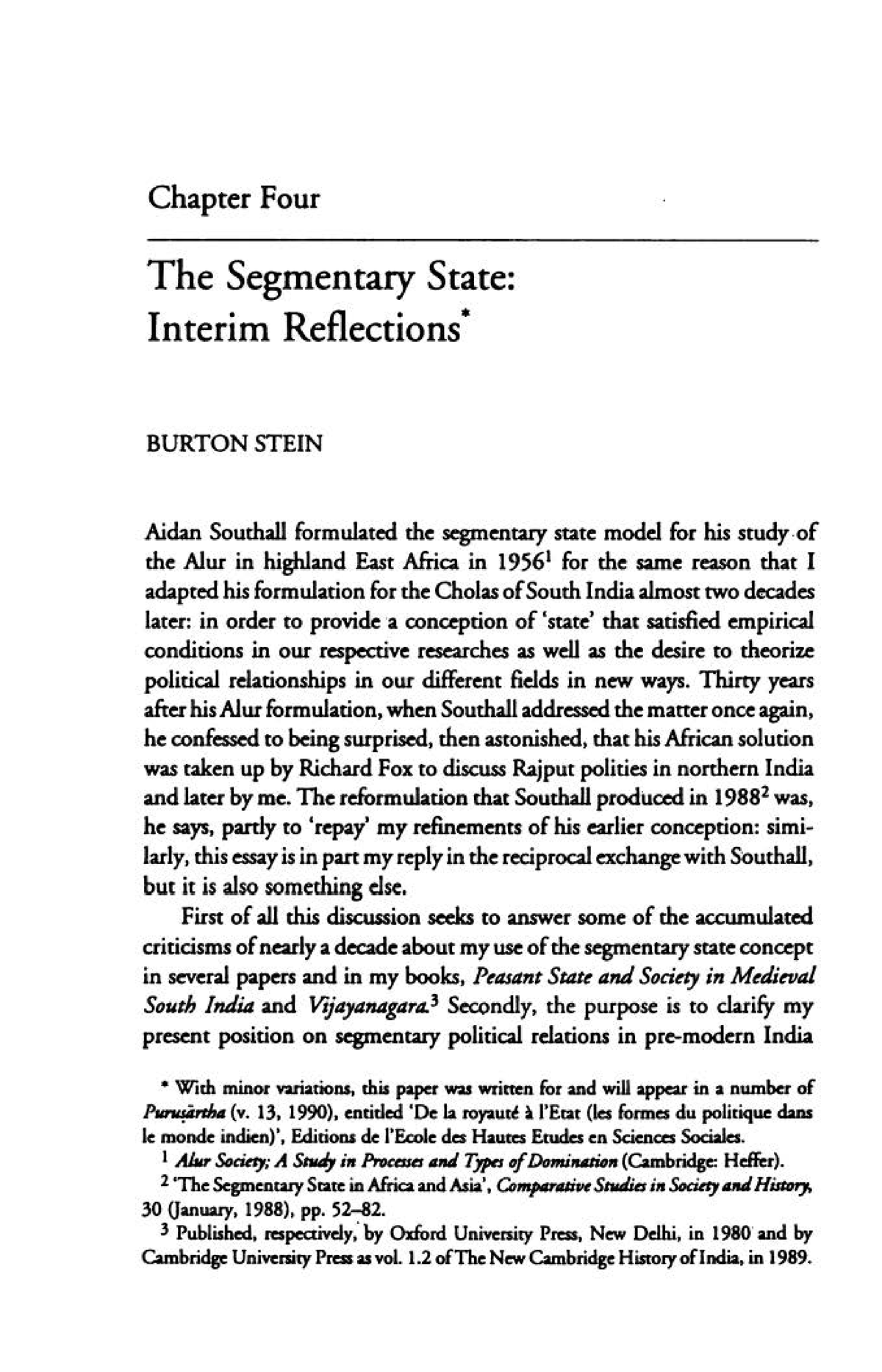 Segmentary State Model: Interim Analysis of South Indian Politics - Studocu