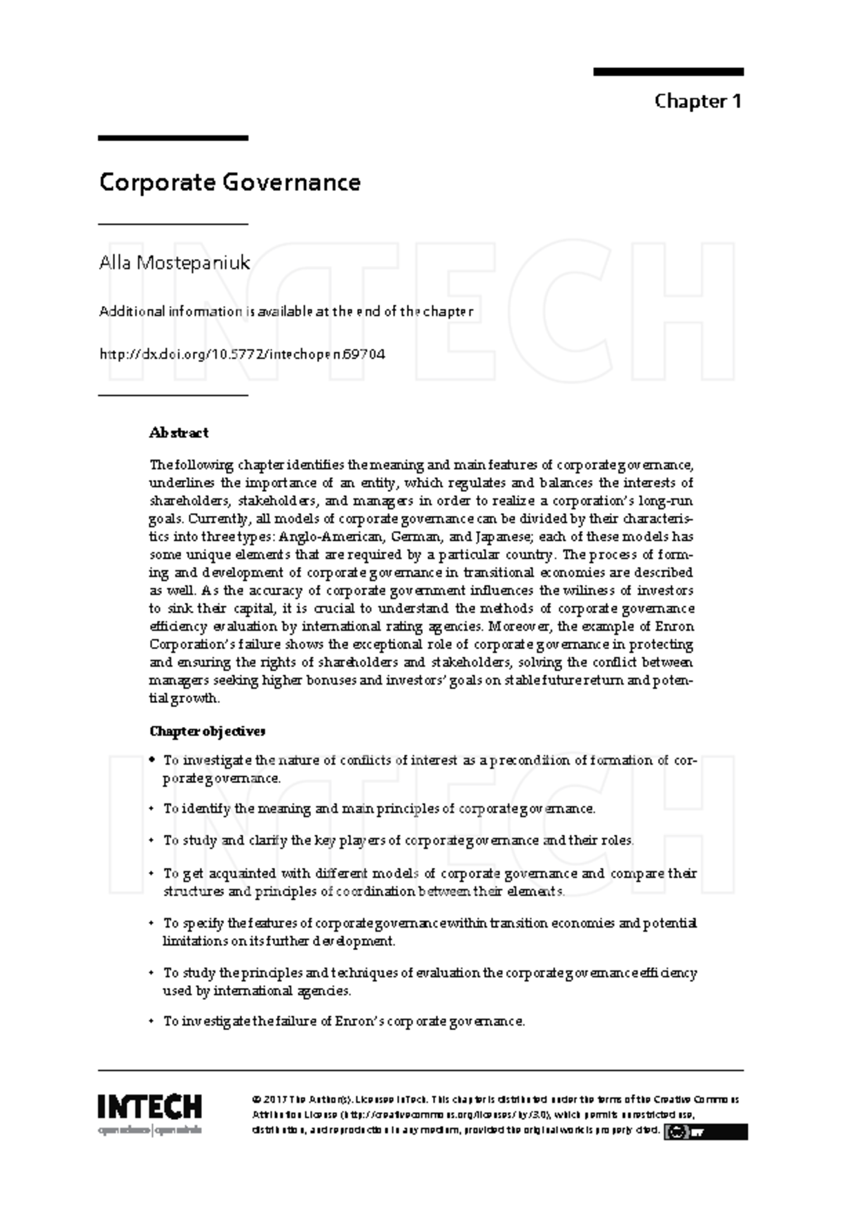Corporate Governance: Insights and Models - Master in Economics - Studocu