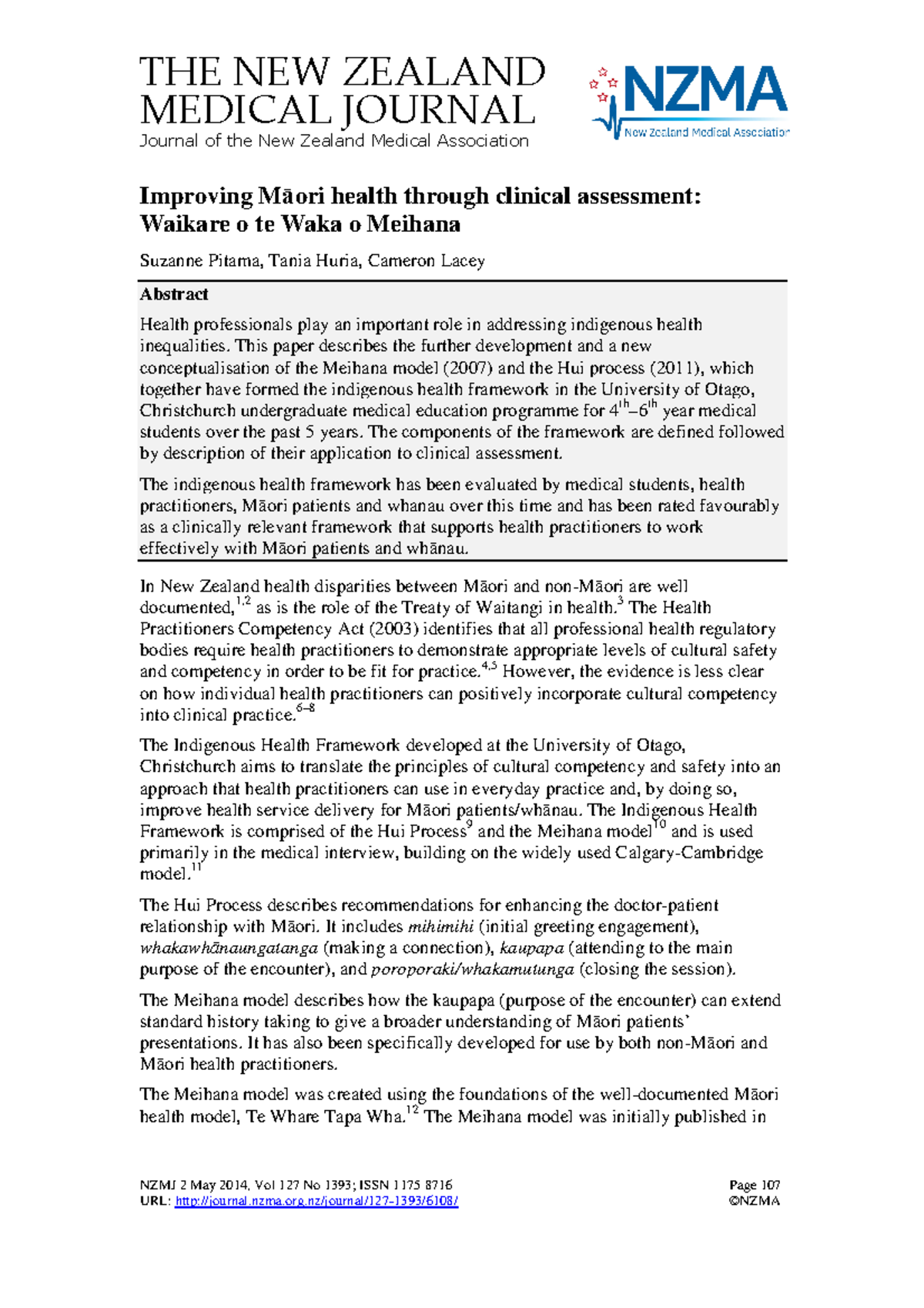 Improving Māori Health through Clinical Assessment: An Overview of the ...