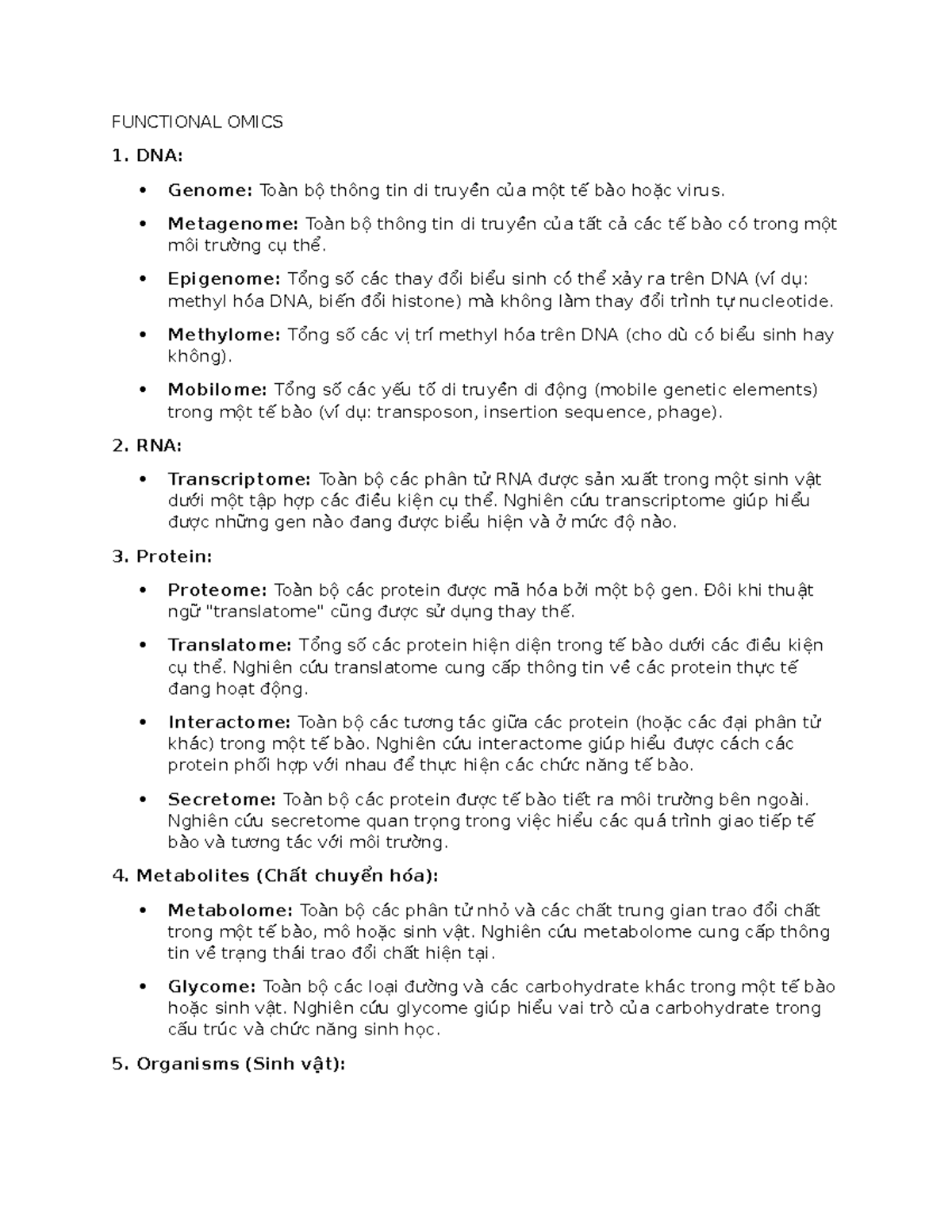 FUNCTIONAL OMICS 1: Khám Phá DNA, RNA, Protein và Metabolites - Studocu