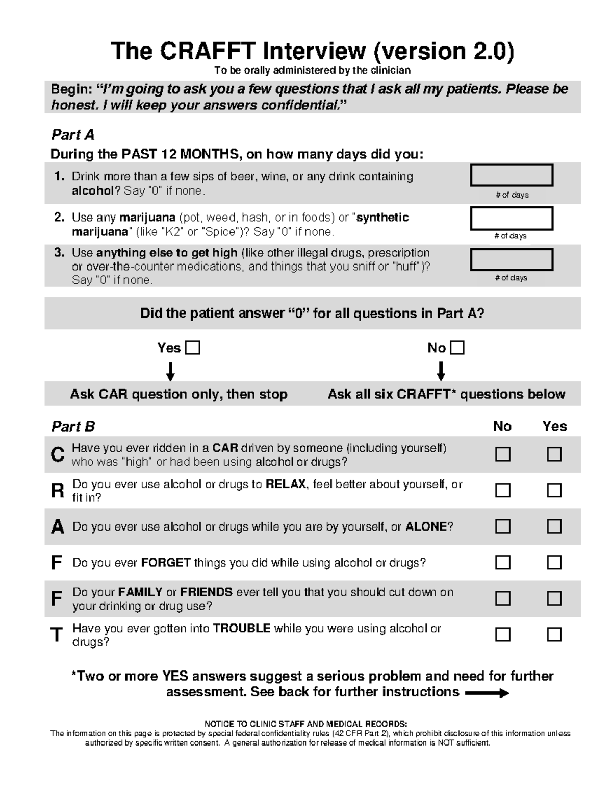 The CRAFFT Screening Interview: Guidelines and Administration Protocol ...