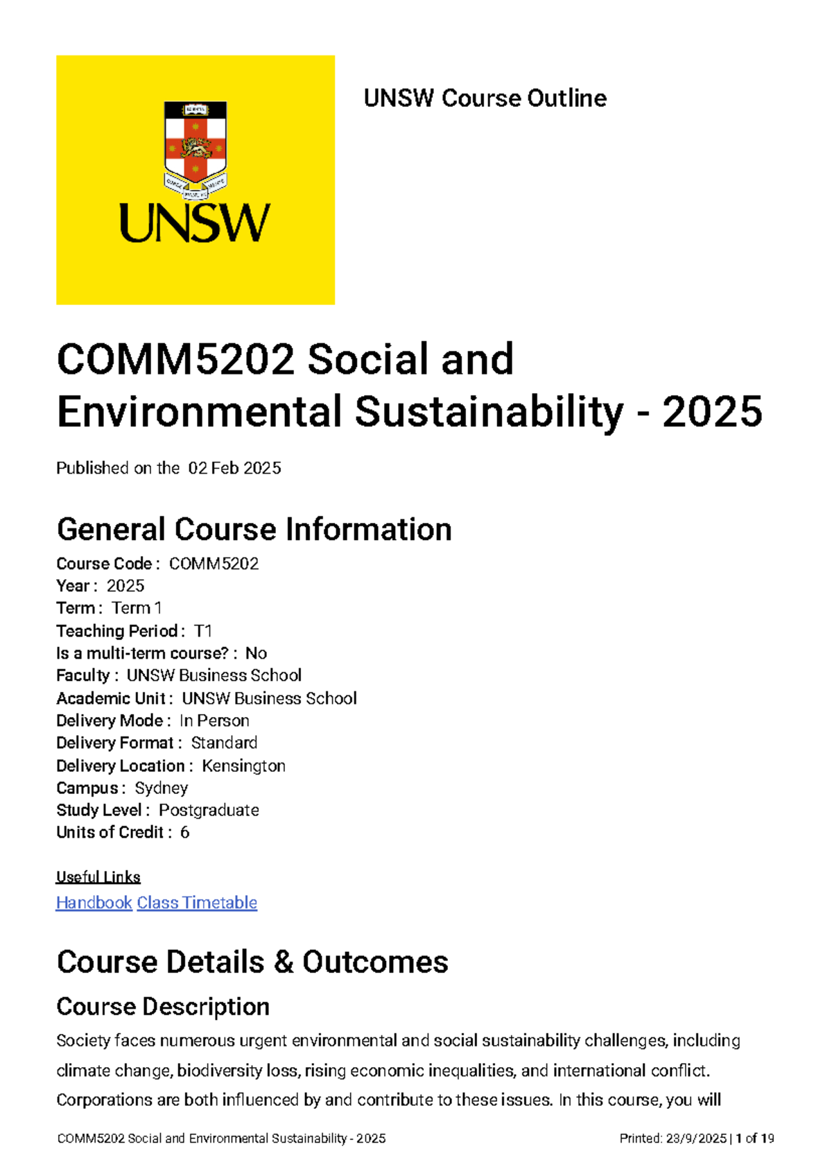 COMM5202 Course Outline: Social & Environmental Sustainability 2025 ...