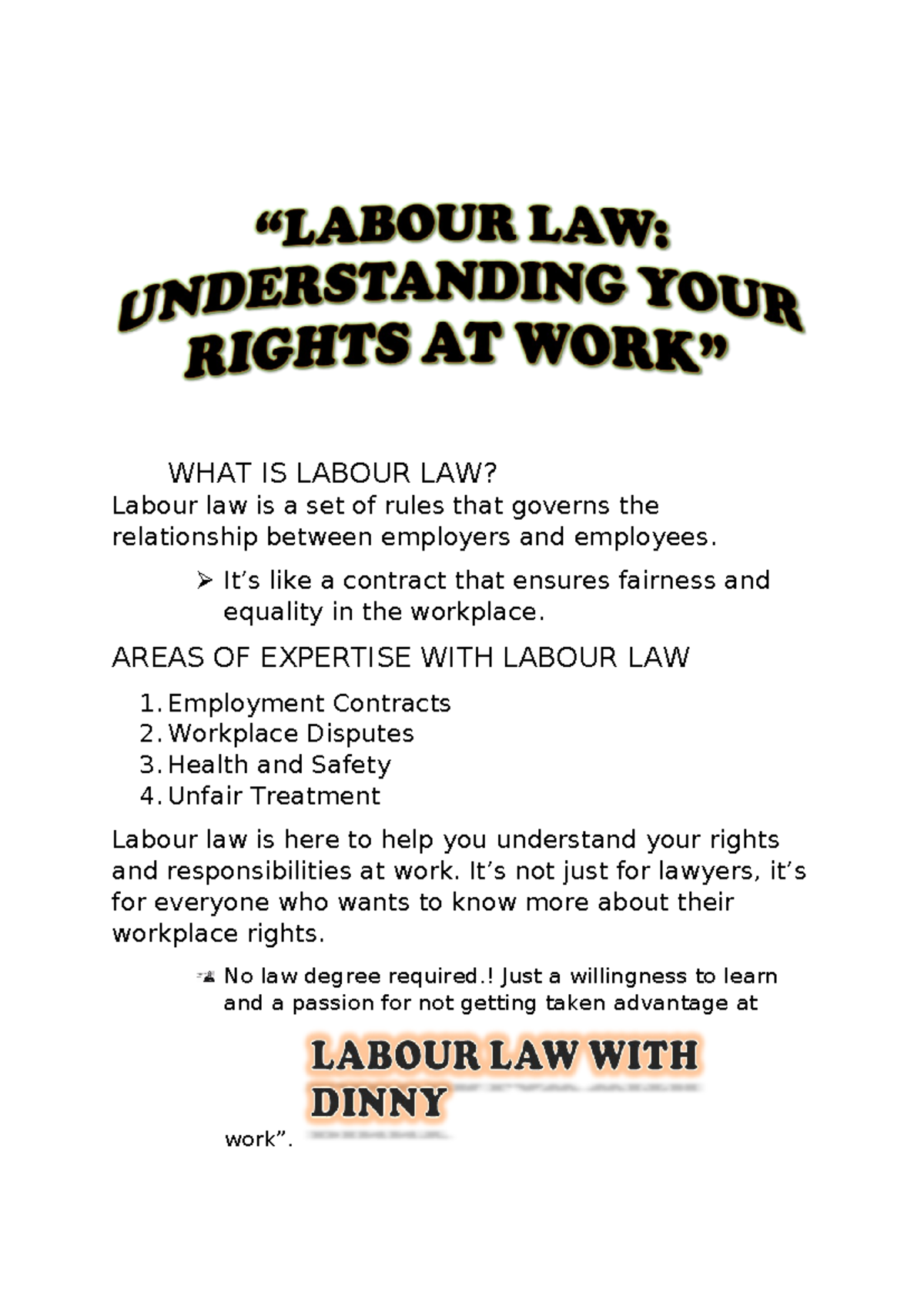 Episode 1 Understanding YOUR Rights AT WORK - WHAT IS LABOUR LAW ...