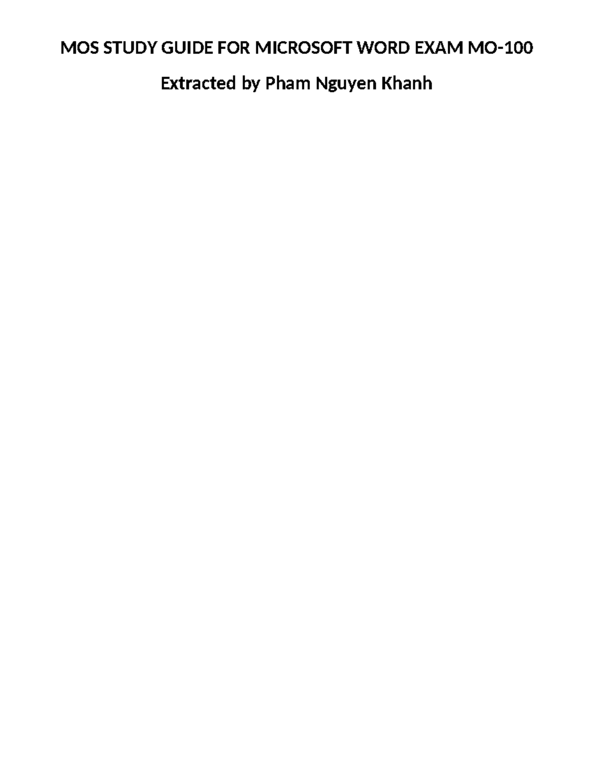MOS Study Guide for Microsoft Word Exam (Final Practice Materials ...