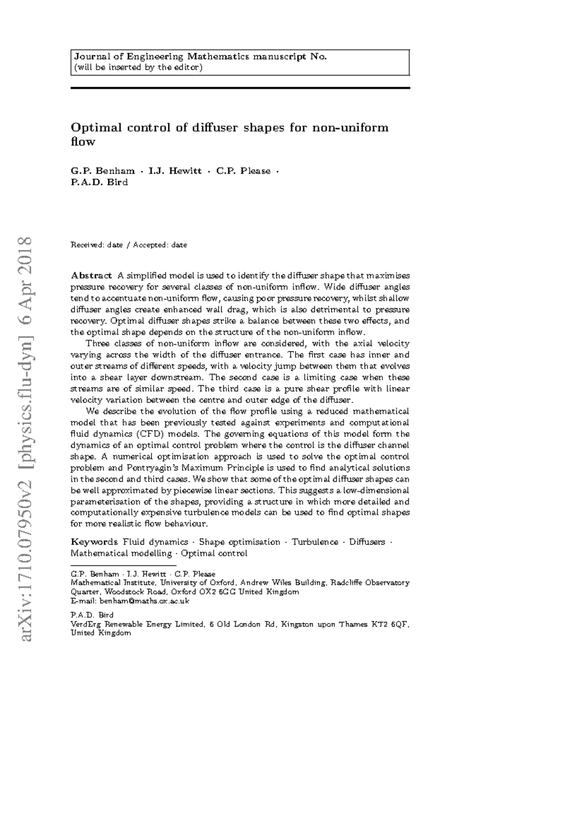 Optimal Control of Diffuser Shapes for Flow: Insights and Applications ...