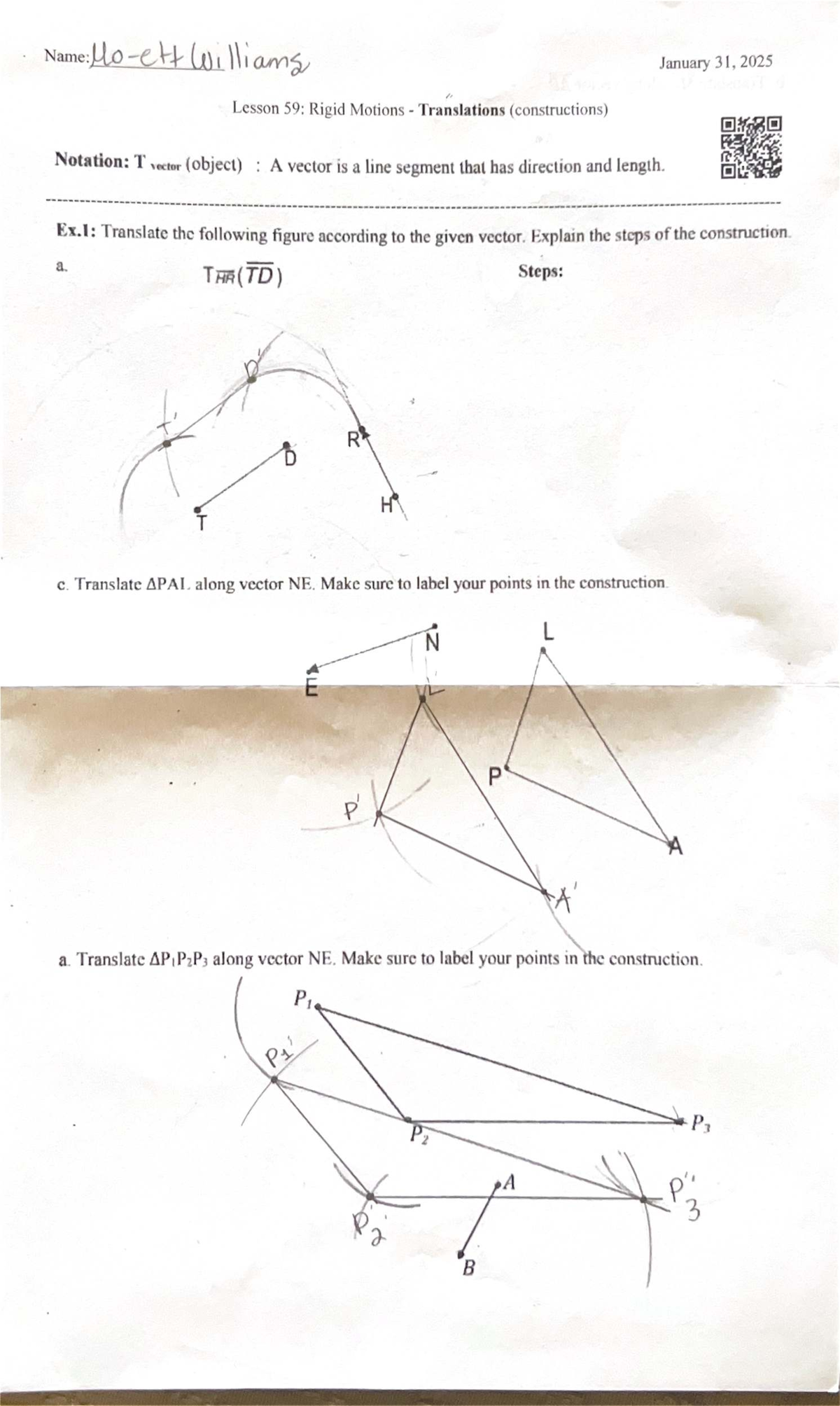 Geometry Lesson 59: Rigid Motions & Translations (Jan 31, 2025) - Studocu