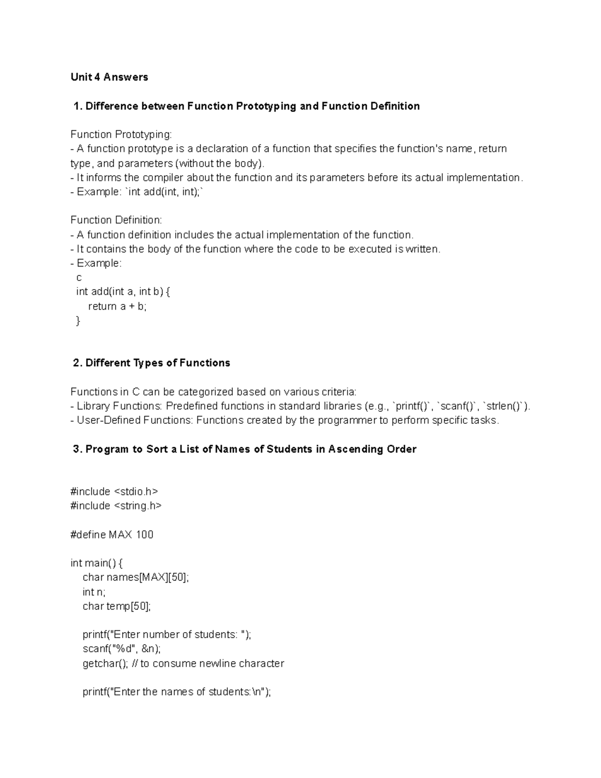 PPS 4 - Key Concepts: Function Prototyping, Recursion, and Search Techniques - Studocu