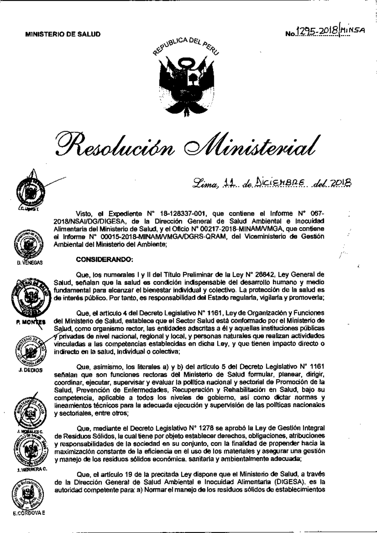 NTS 144 - MINSA 2018: Gestión Integral y Manejo de Residuos Sólidos - Studocu