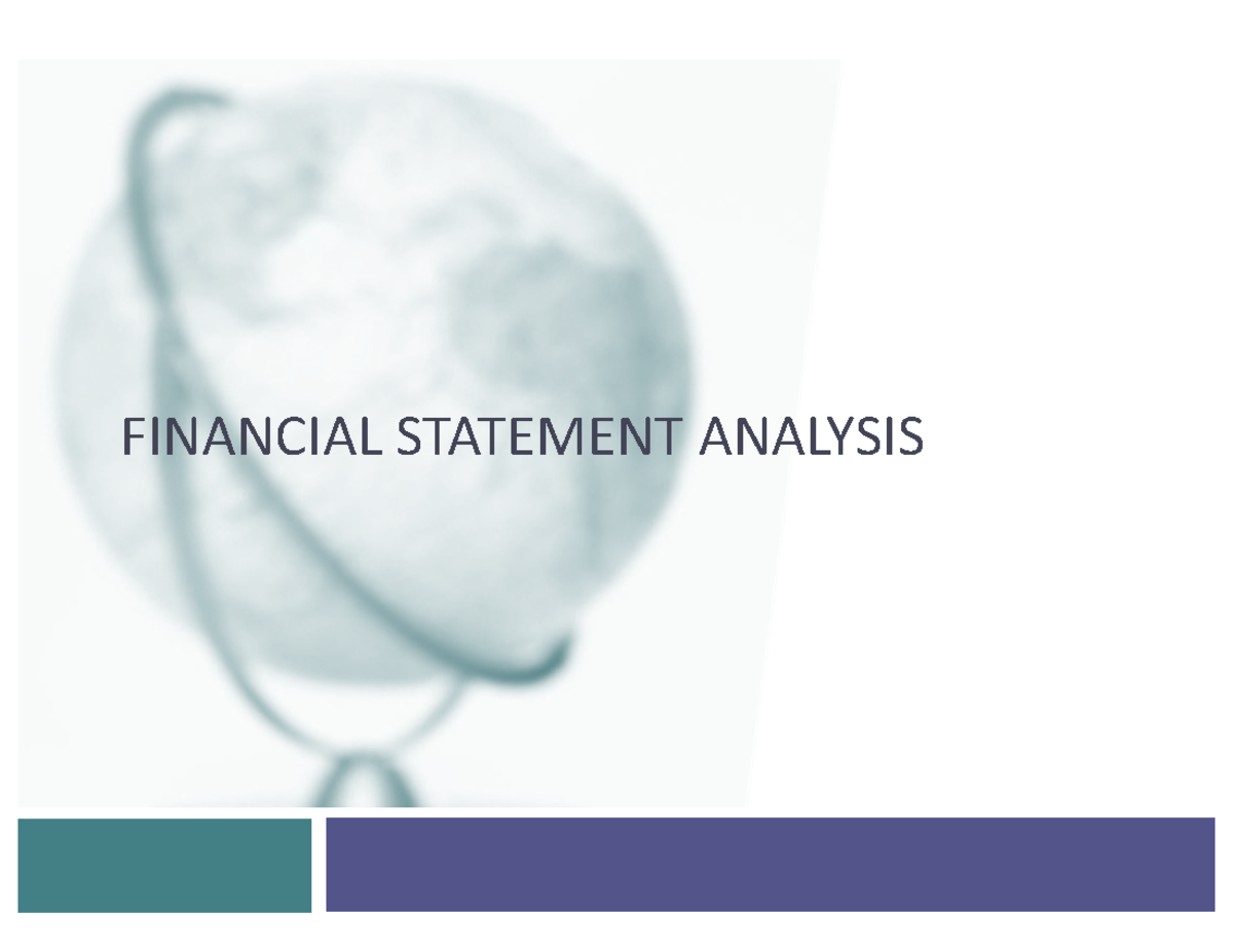 Financial Statement Analysis - FINANCIAL STATEMENT ANALYSIS Questions ...