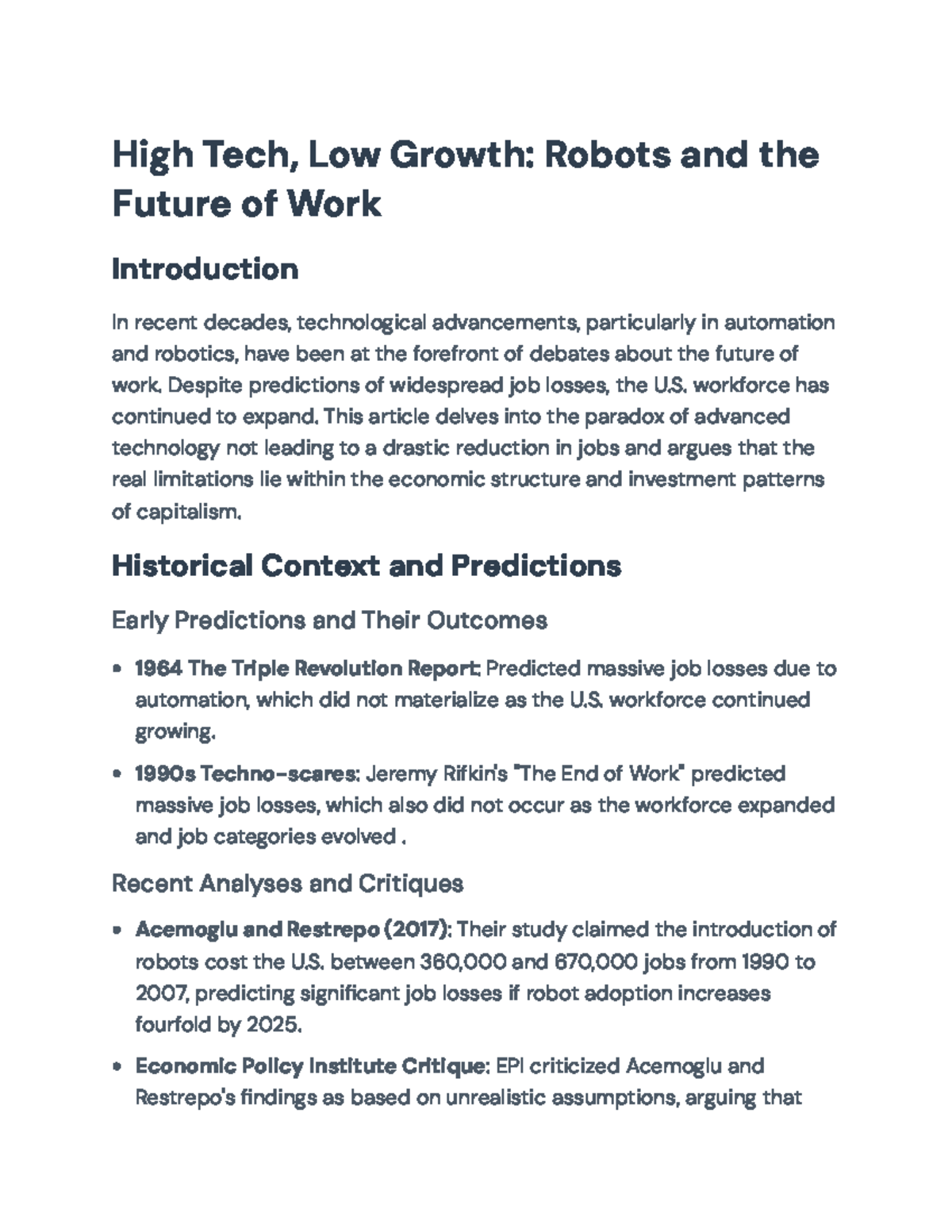 High Tech, Low Growth: Robots and the Future of Work Analysis - High ...