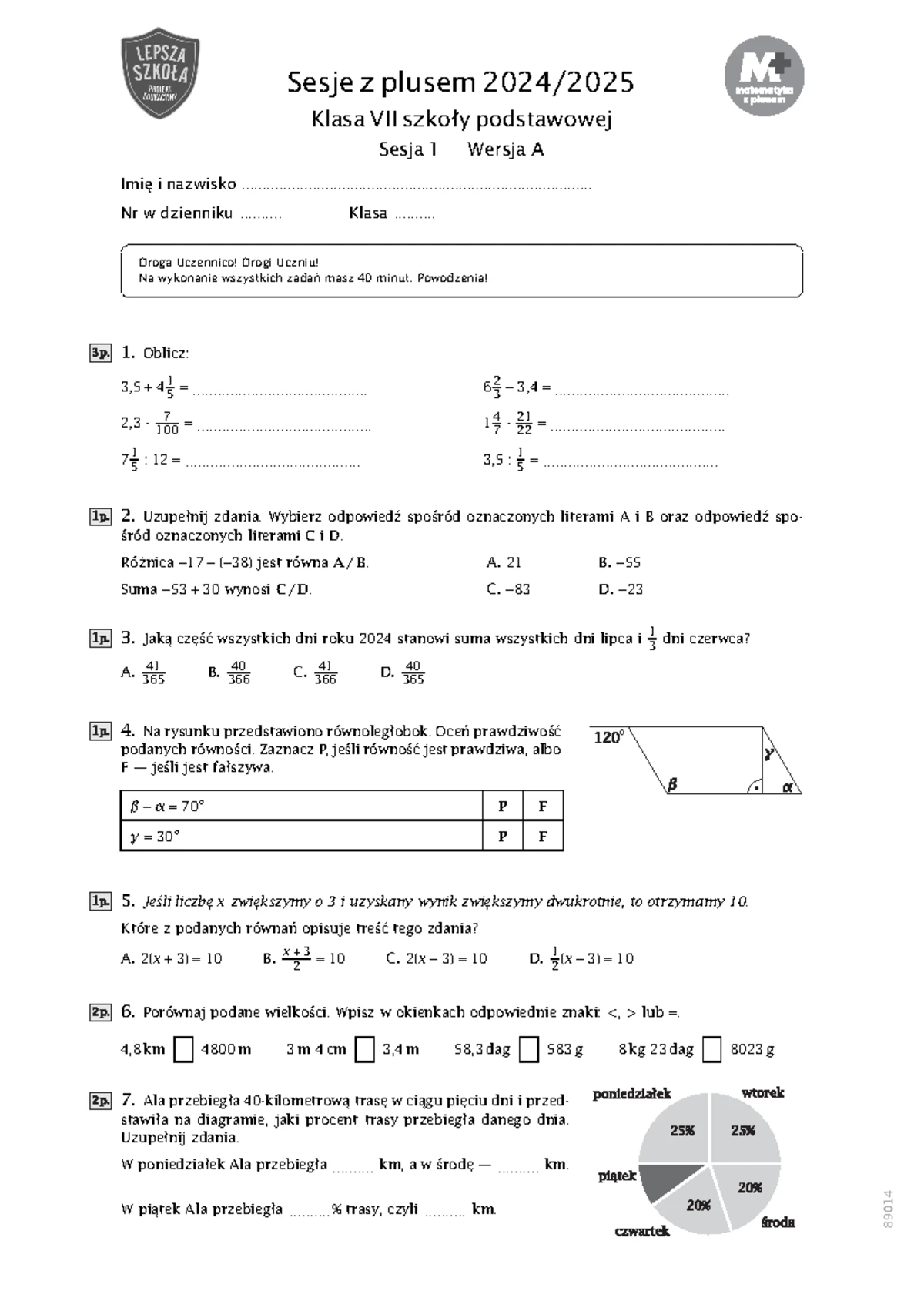 Plan klasówki Klasa VIII - Wymagania i Umiejętności 2023 - Studocu
