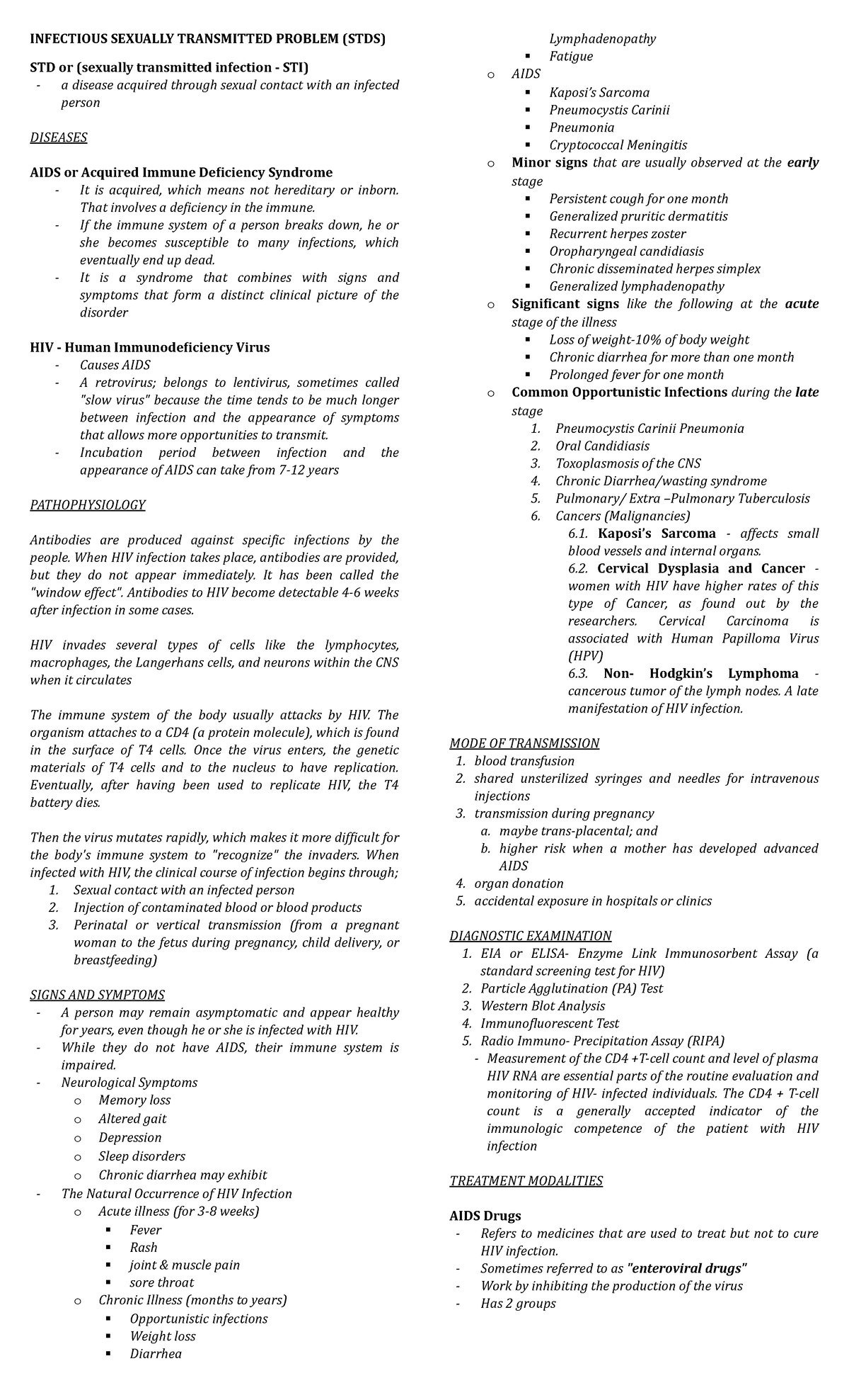 STD Reviewer - Pathophysiology of Major STDs and Their Impact - Studocu