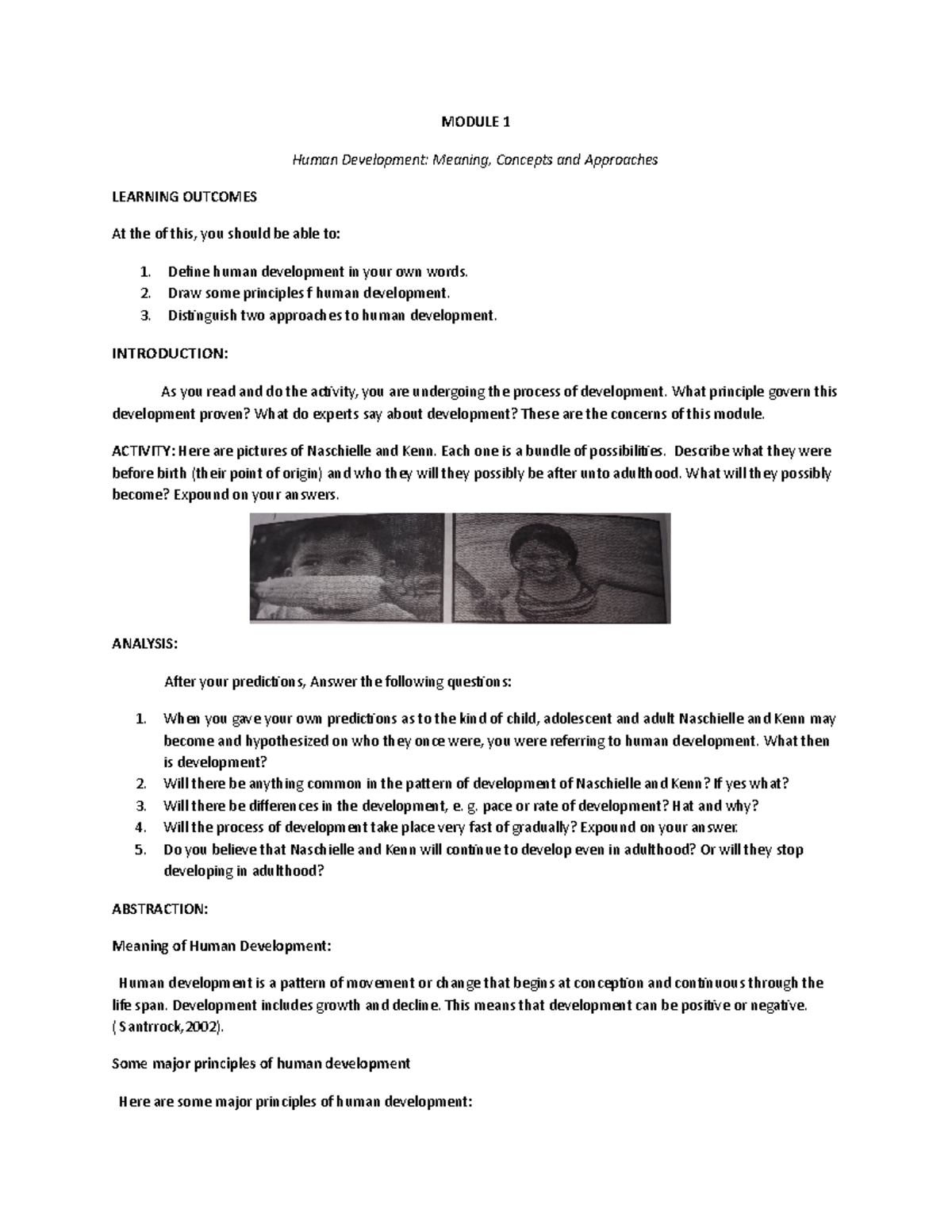 Module 1: Human Development Principles and Concepts - Studocu