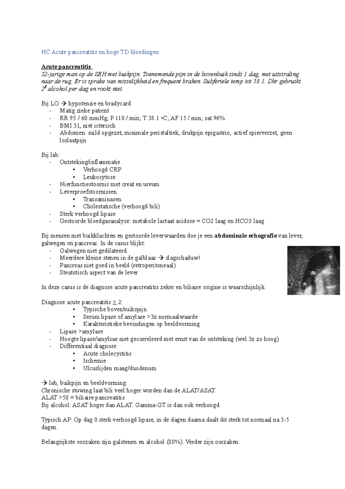 HC Acute Pancreatitis & Hoge TD Bloedingen: Diagnose en Behandeling ...