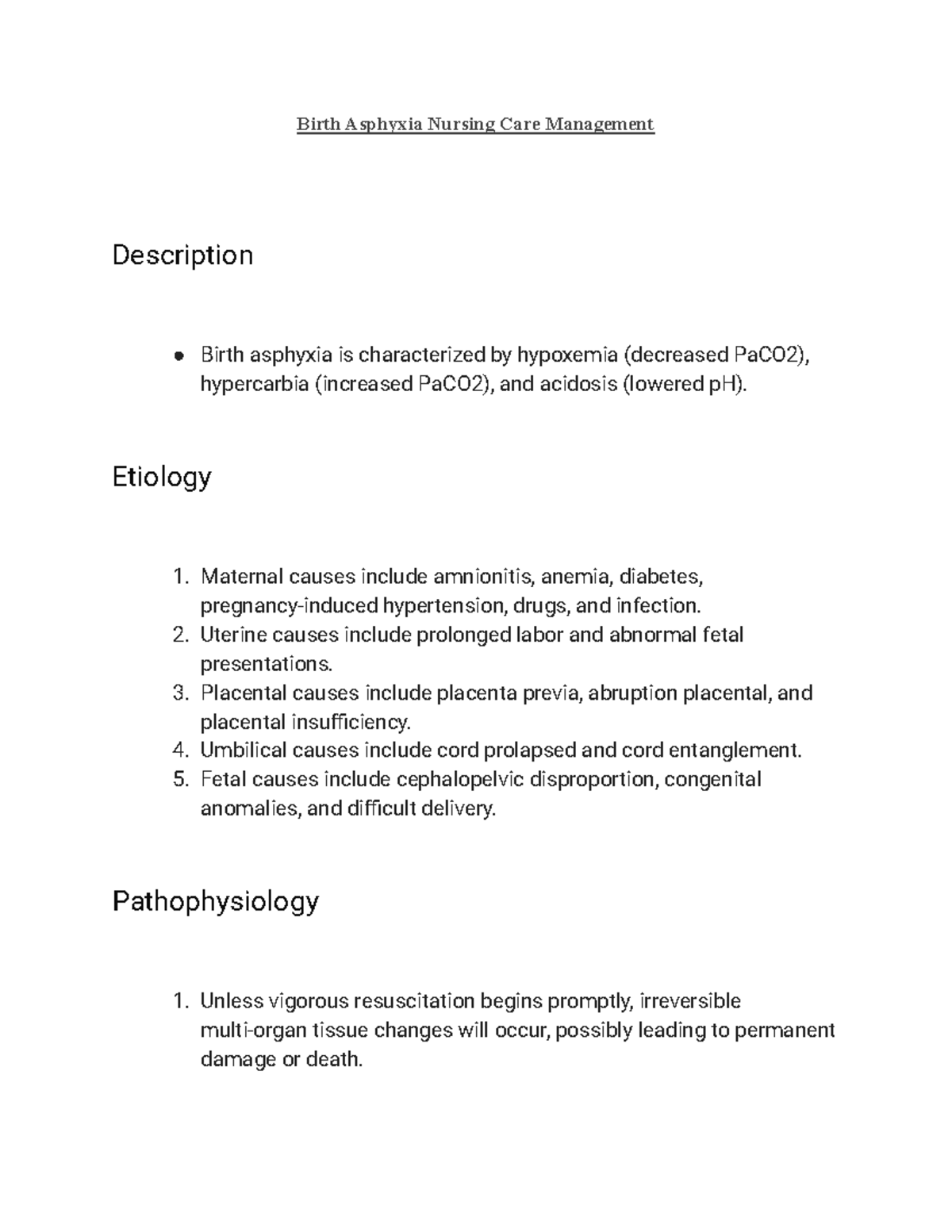 Birth Asphyxia Nursing Care Mgmt: Key Concepts & Assessment Details ...