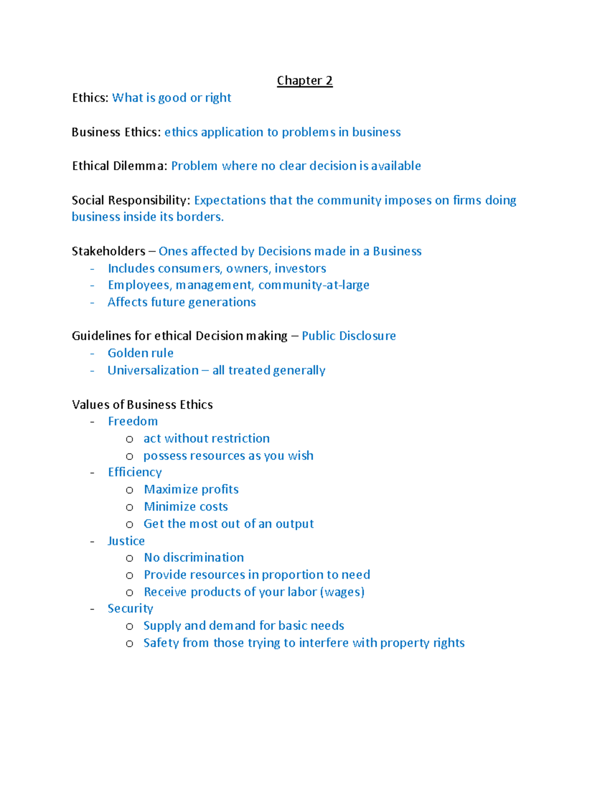 Business law ch 2 - Chapter 2 Ethics: What is good or right Business ...