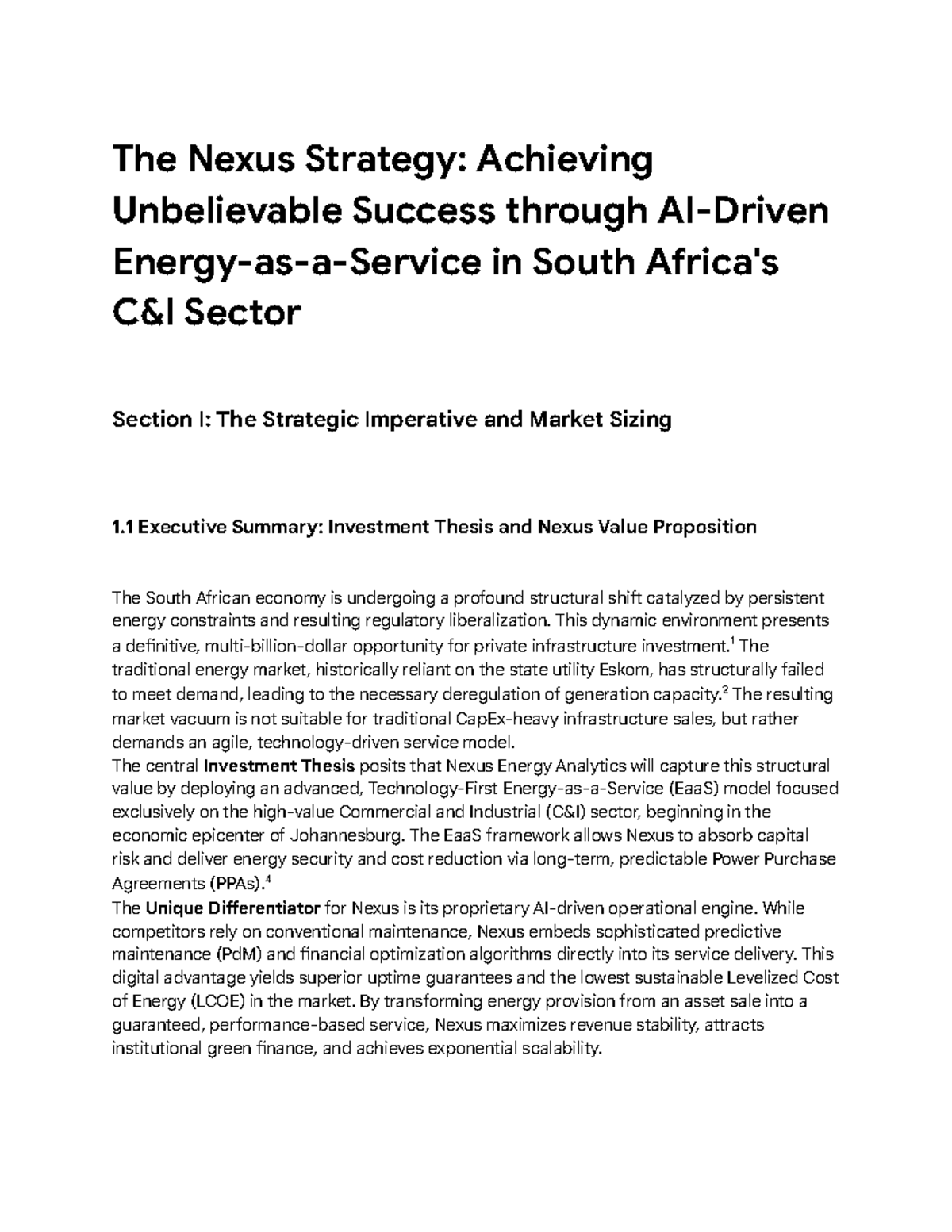 Johannesburg Scalable Energy Business Plan: Nexus EaaS Strategy Overview - Studocu