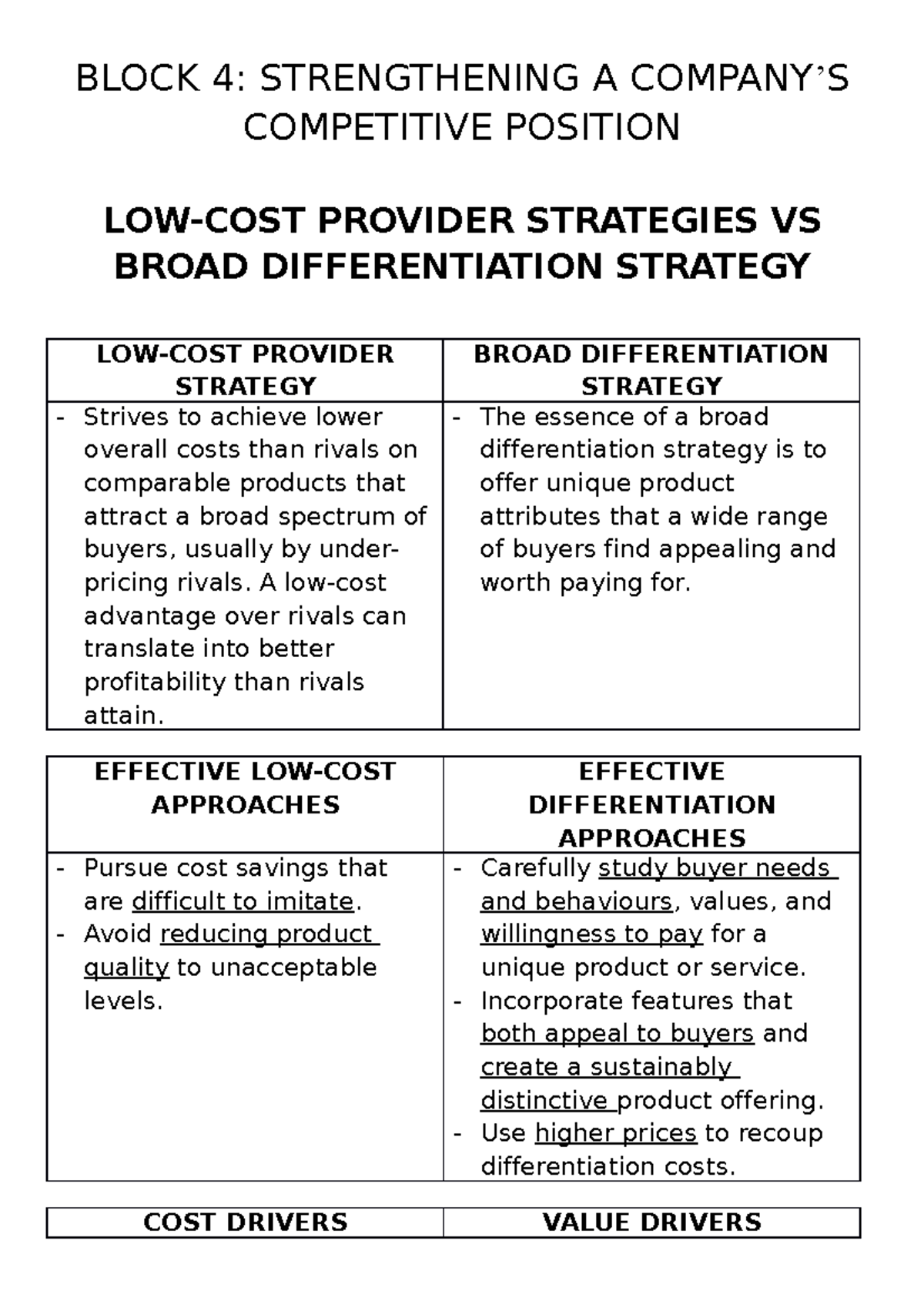 Competitive Positioning: Low-Cost vs. Broad Differentiation Strategies ...
