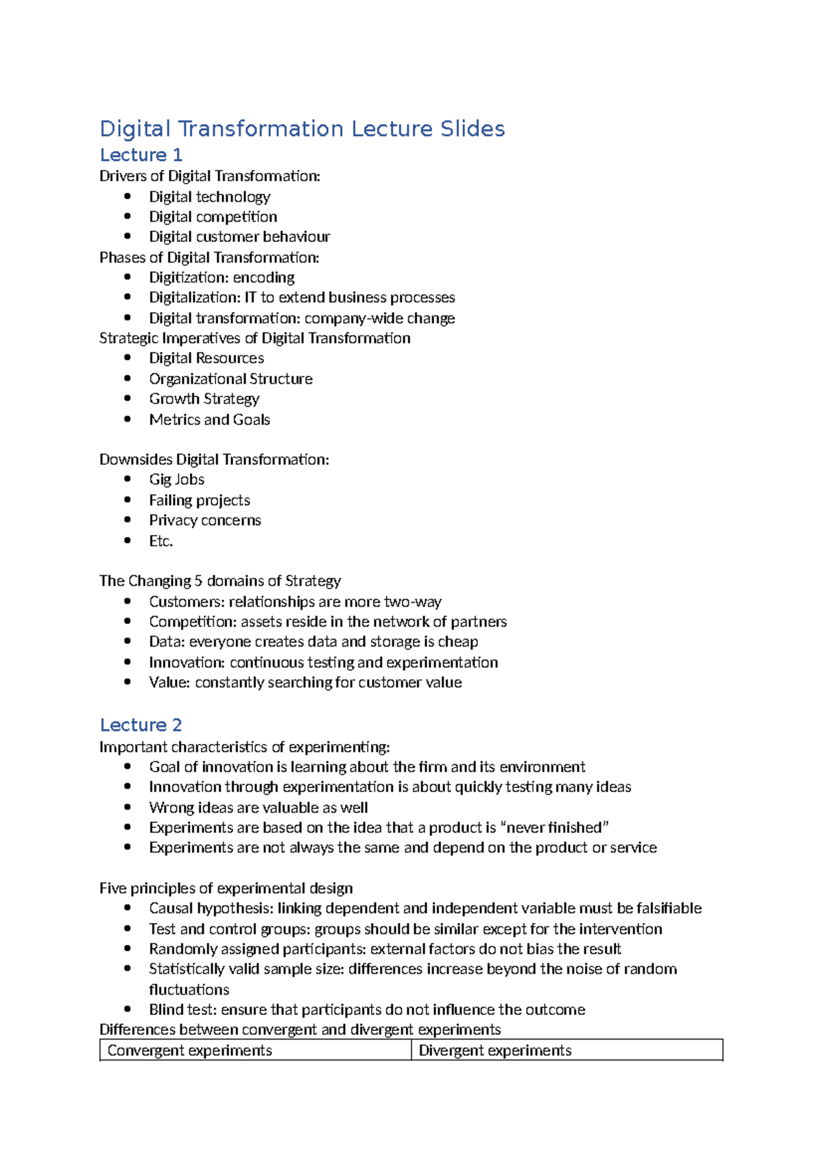 Digital Transformation Lecture Notes: Key Drivers and Strategies ...