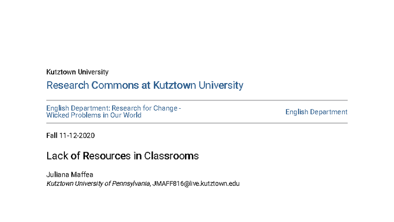 ENG 202: Research Paper on Lack of Resources in Classrooms - Studocu
