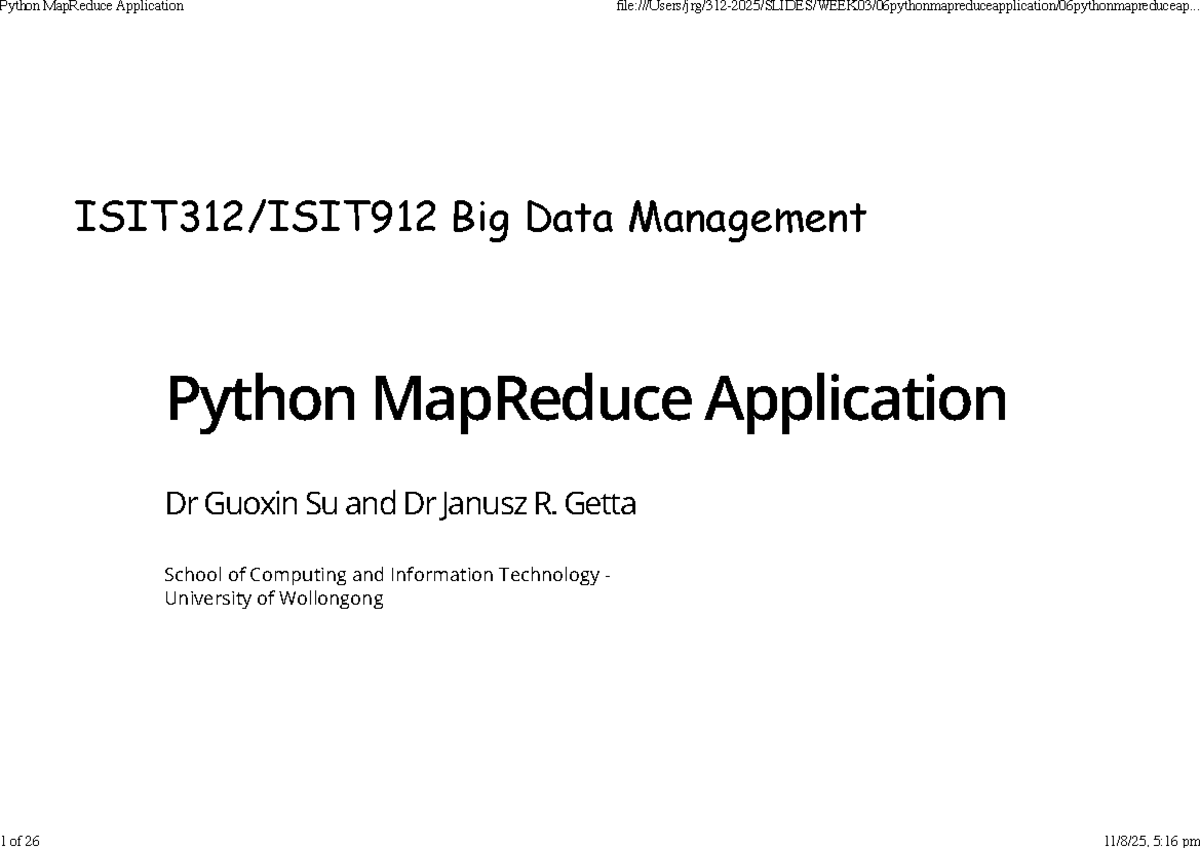 Python MapReduce Application Notes - Big Data Management (Spring 2025 ...