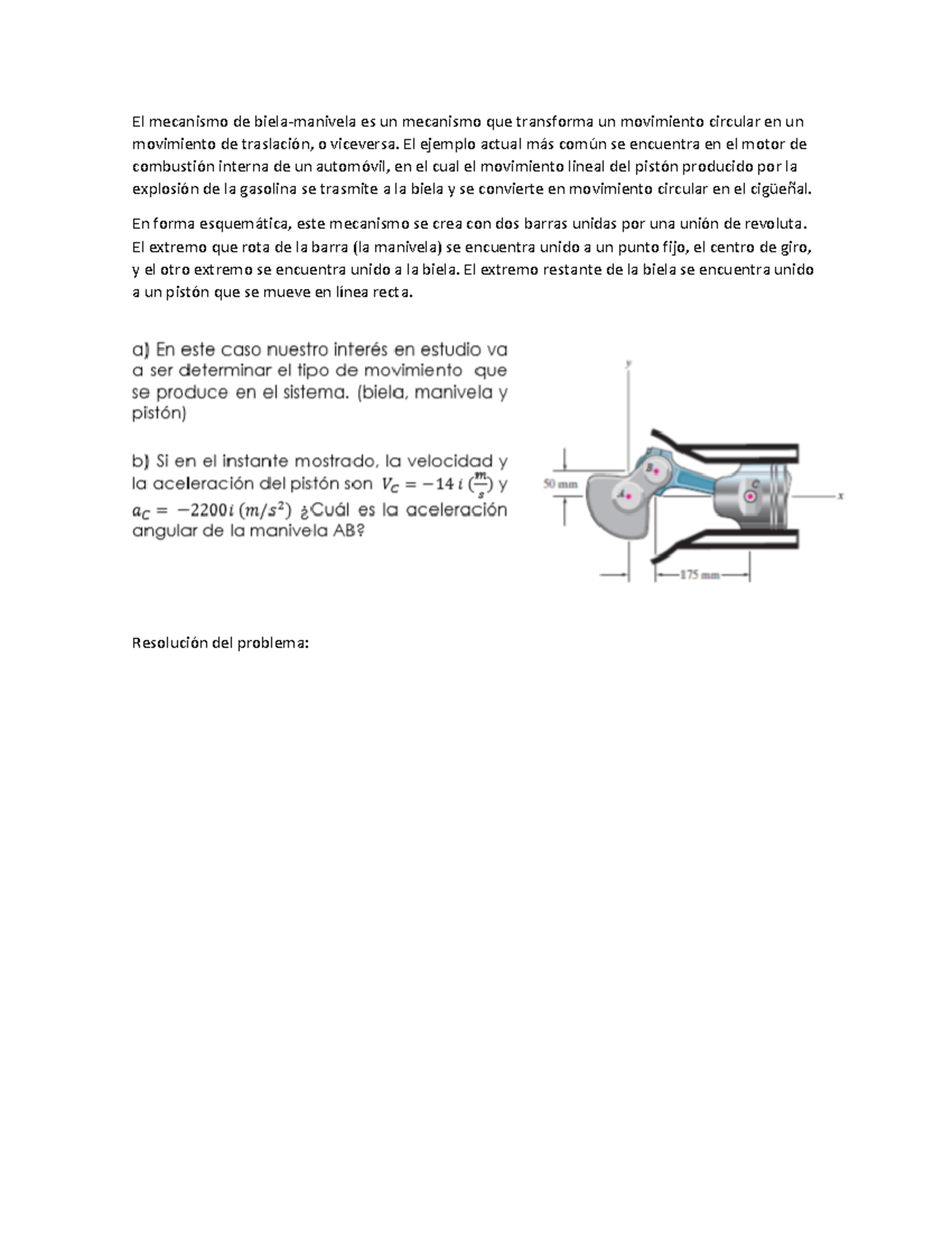 Producto Acádemico 2 - El mecanismo de biela-manivela es un mecanismo ...