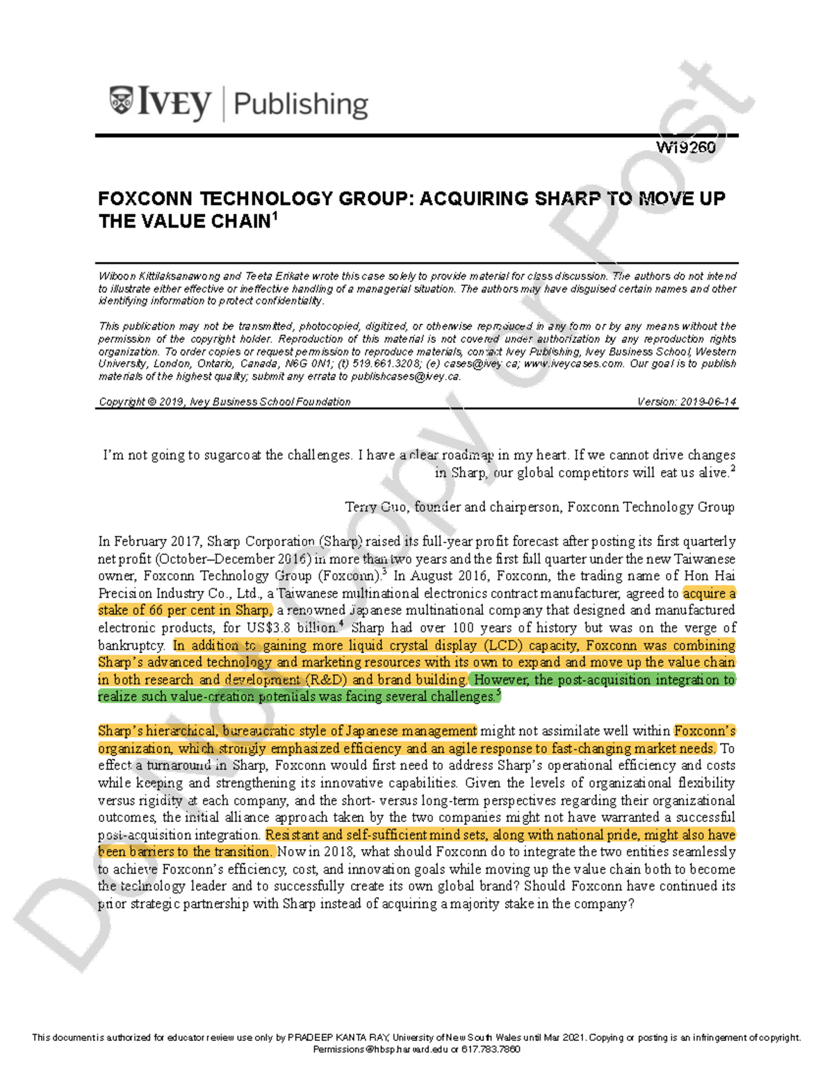 Case 3 Foxconn - Tutorial case study - for weekly group presentation ...