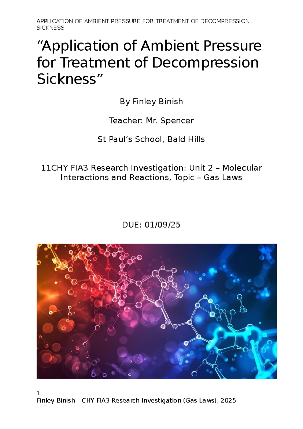 APPLICATION OF AMBIENT PRESSURE IN DECOMPRESSION SICKNESS TREATMENT ...