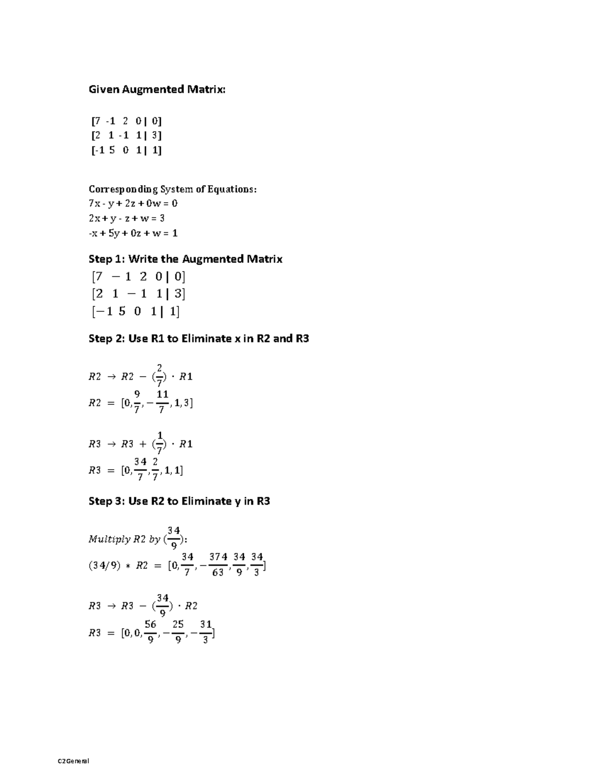 Q11 MAT1503: Solving Systems of Equations Using Augmented Matrices ...