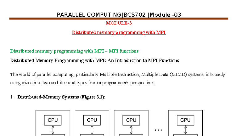 Module-03 PC: Notes on Parallel Computing with MPI Functions - Studocu
