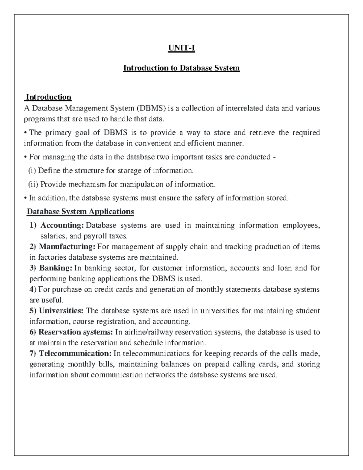 DBMS 101: Introduction to Database Systems - Key Concepts & Applications - Studocu