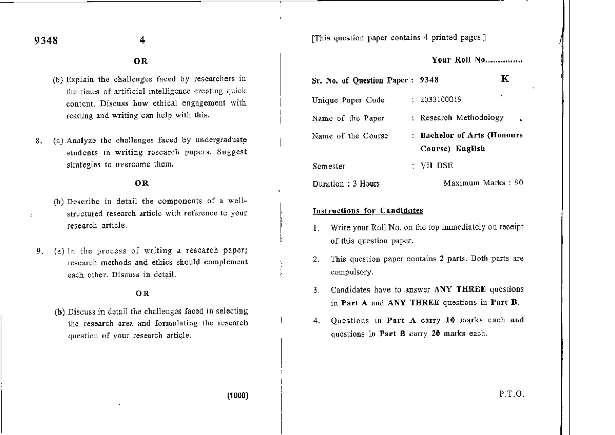 9348 RM-17 - Research Methodology Previous Year Questions - Studocu