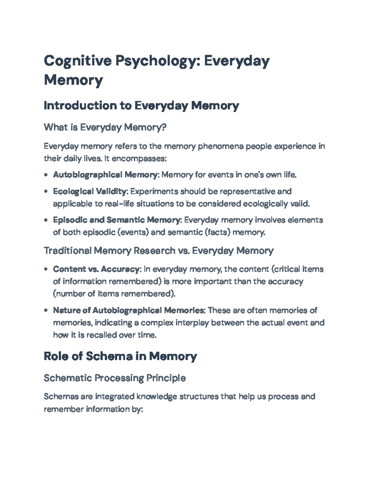 Cognitive Psychology: Everyday Memory Insights and Eyewitness ...