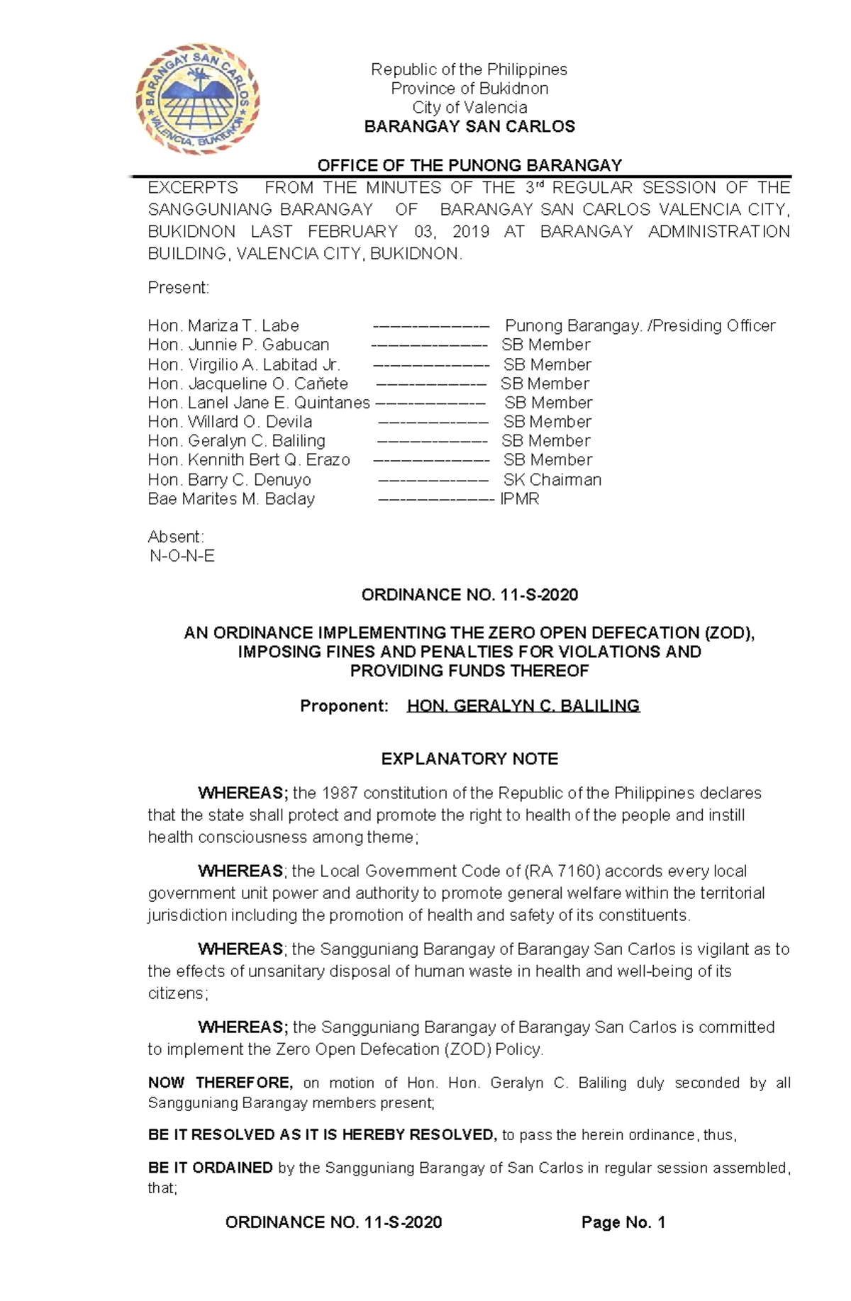 529561404 11 S 2020 ZERO OPEN Defecation - Republic of the Philippines ...