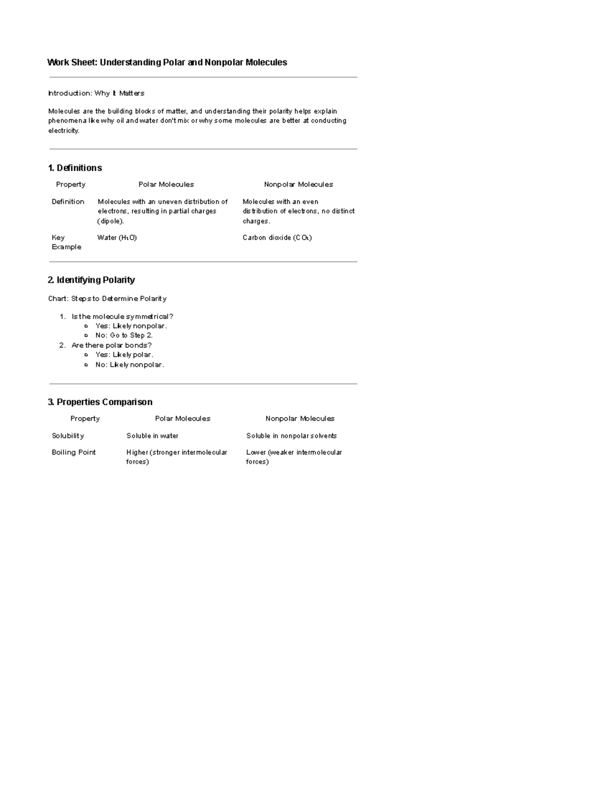 Understanding Polar and Nonpolar Molecules: Key Concepts & Practice ...