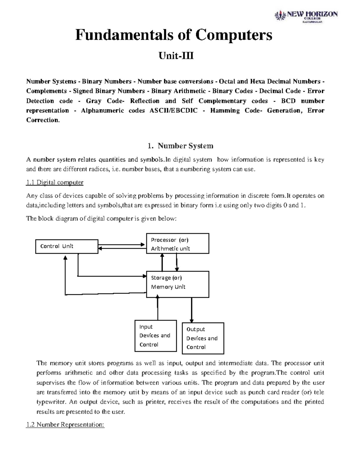 Unit III: Number Systems - FOC on Binary, Octal, Hexadecimal, and Codes ...