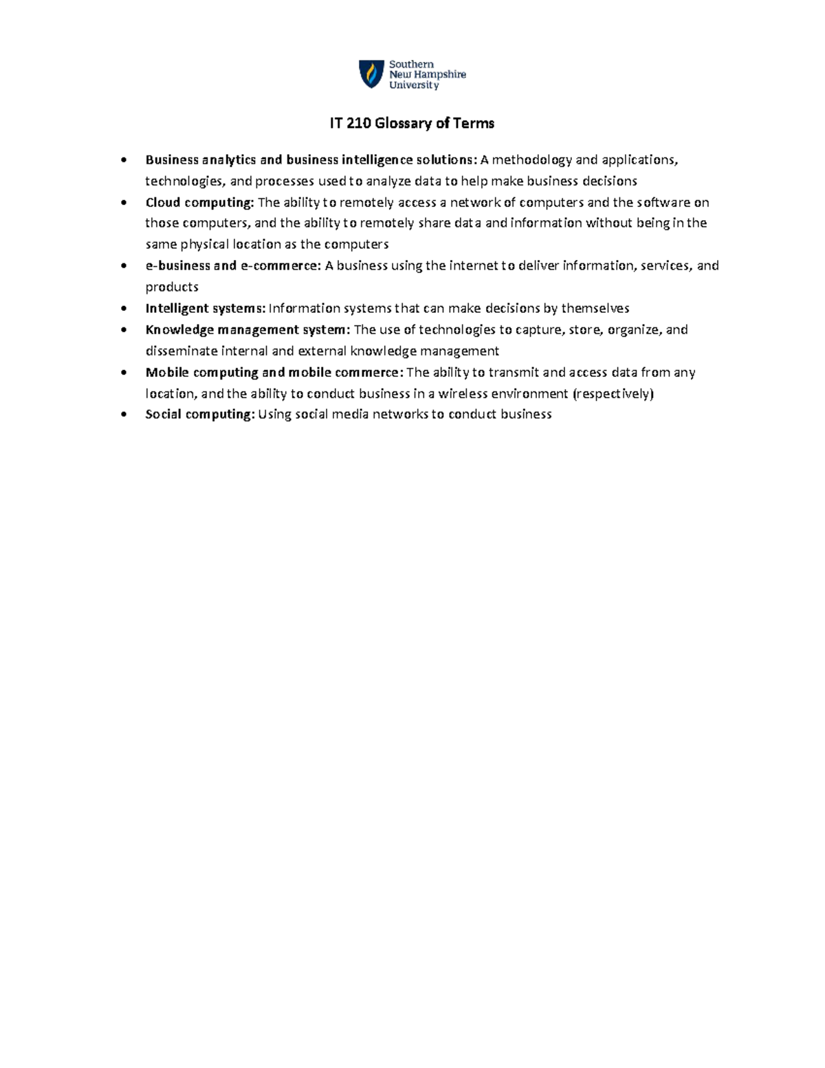IT 210 Glossary of Terms: Business Analytics, Cloud Computing & More ...