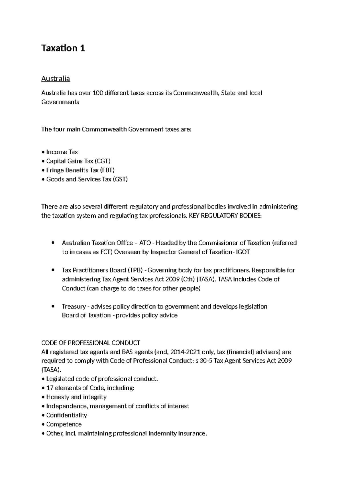 Taxation 1: Overview of Australia's Tax System and Key Regulations ...