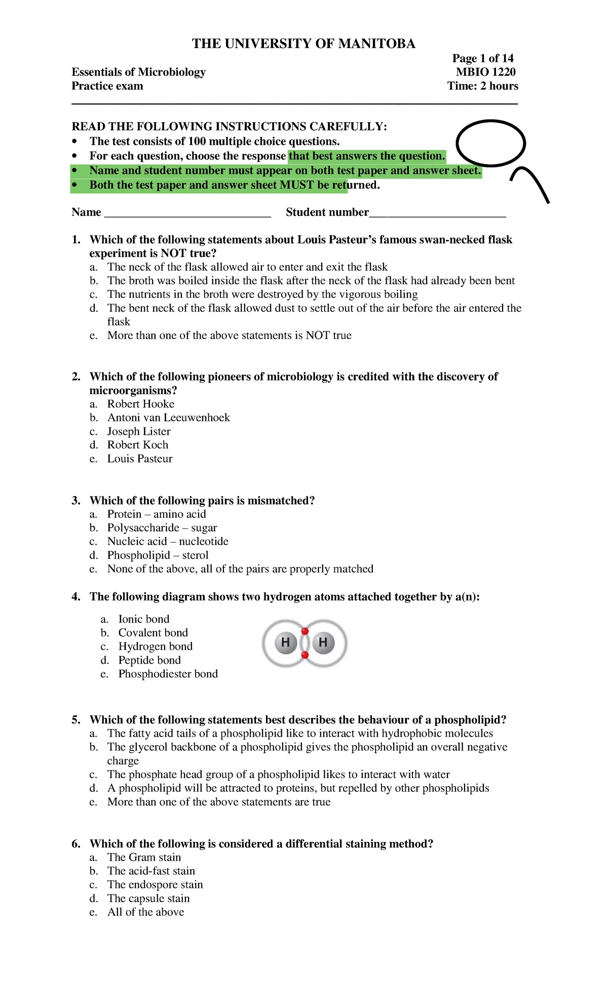 MBIO 1220 Essentials of Microbiology: Practice Midterm Exam (Units 1-5) - Studocu