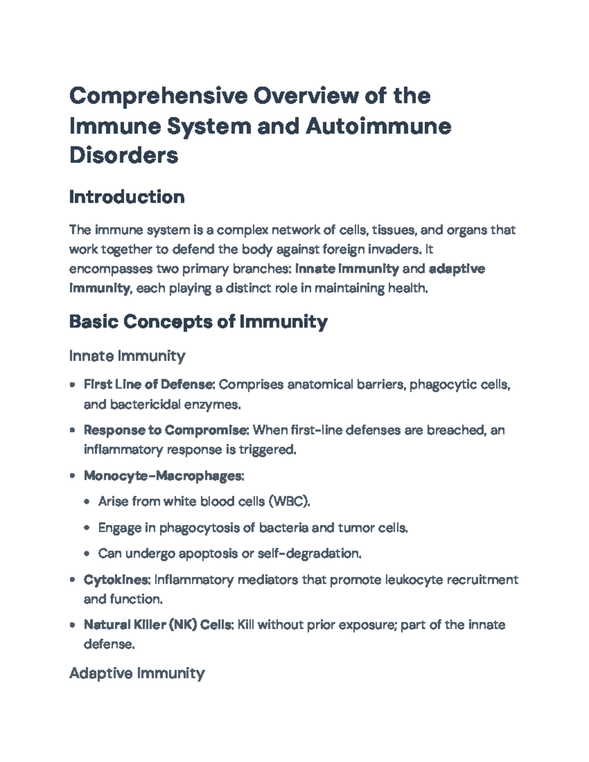 Comprehensive Overview of Immunity & Autoimmune Disorders (BIO101 ...