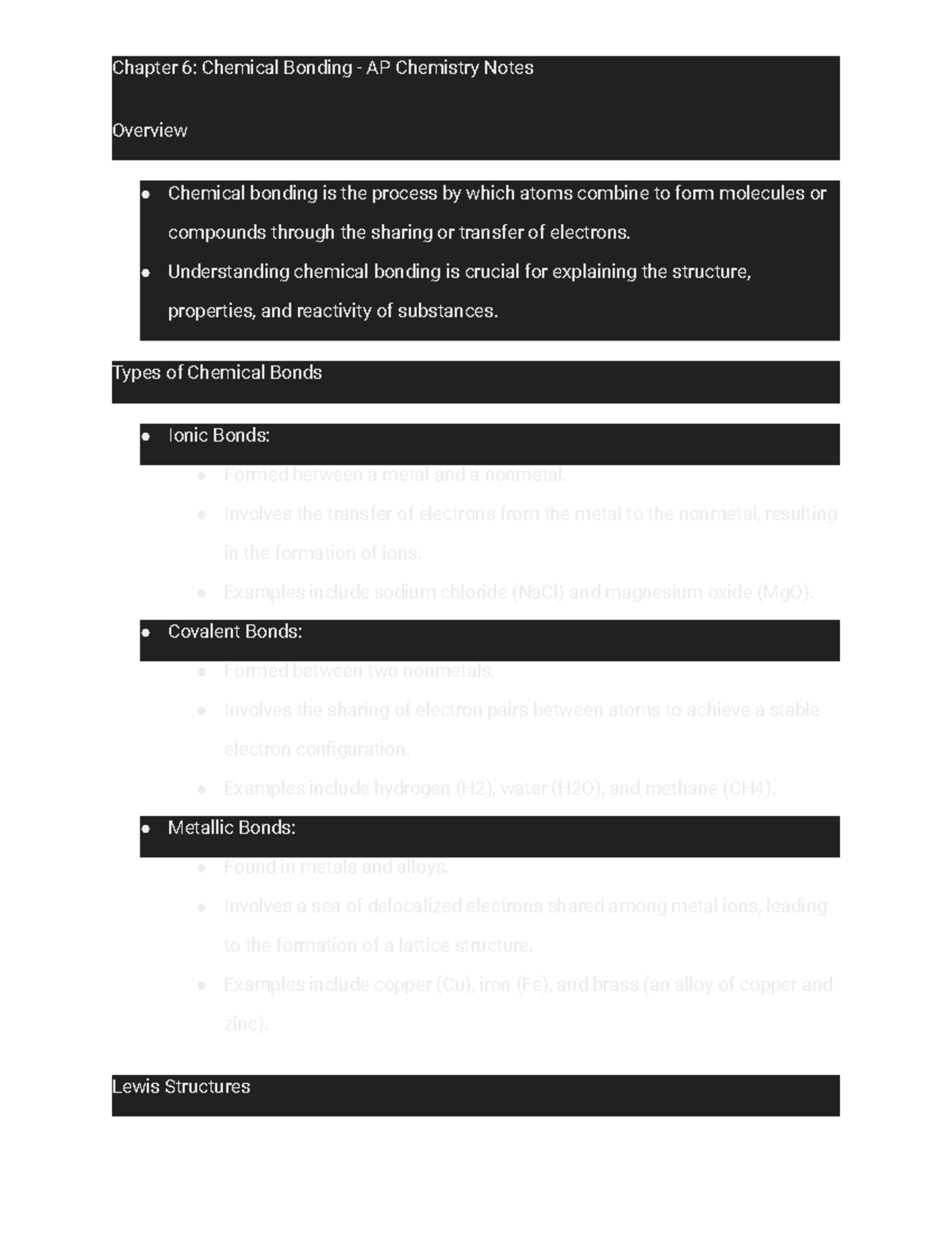 Chapter 6: Chemical Bonding - AP Chemistry Study Notes - Studocu
