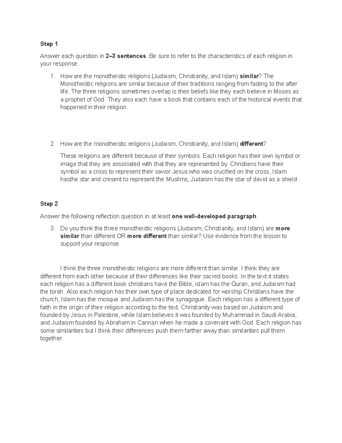 1.02 Monotheistic Religions: Similarities and Differences Explored ...