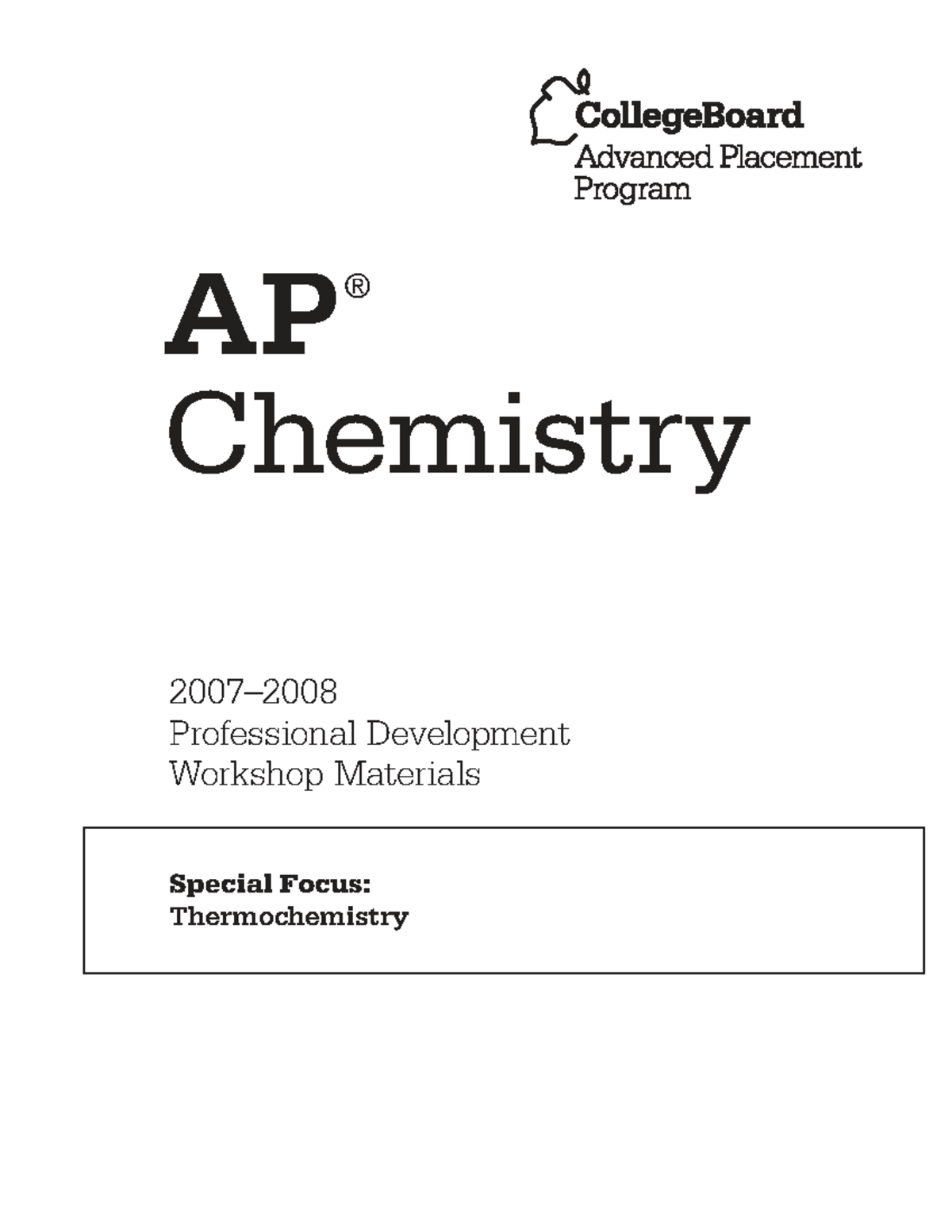AP Chemistry Workshop Materials: Special Focus on Thermochemistry - Studocu
