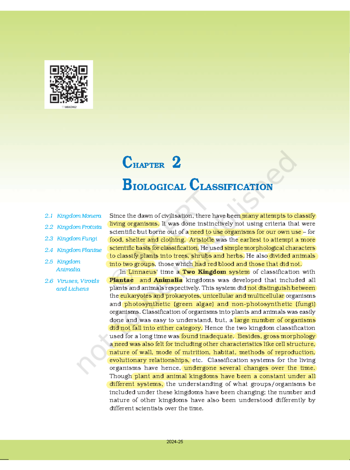 Biological Classification: NCERT Chapter 2 Overview - Studocu