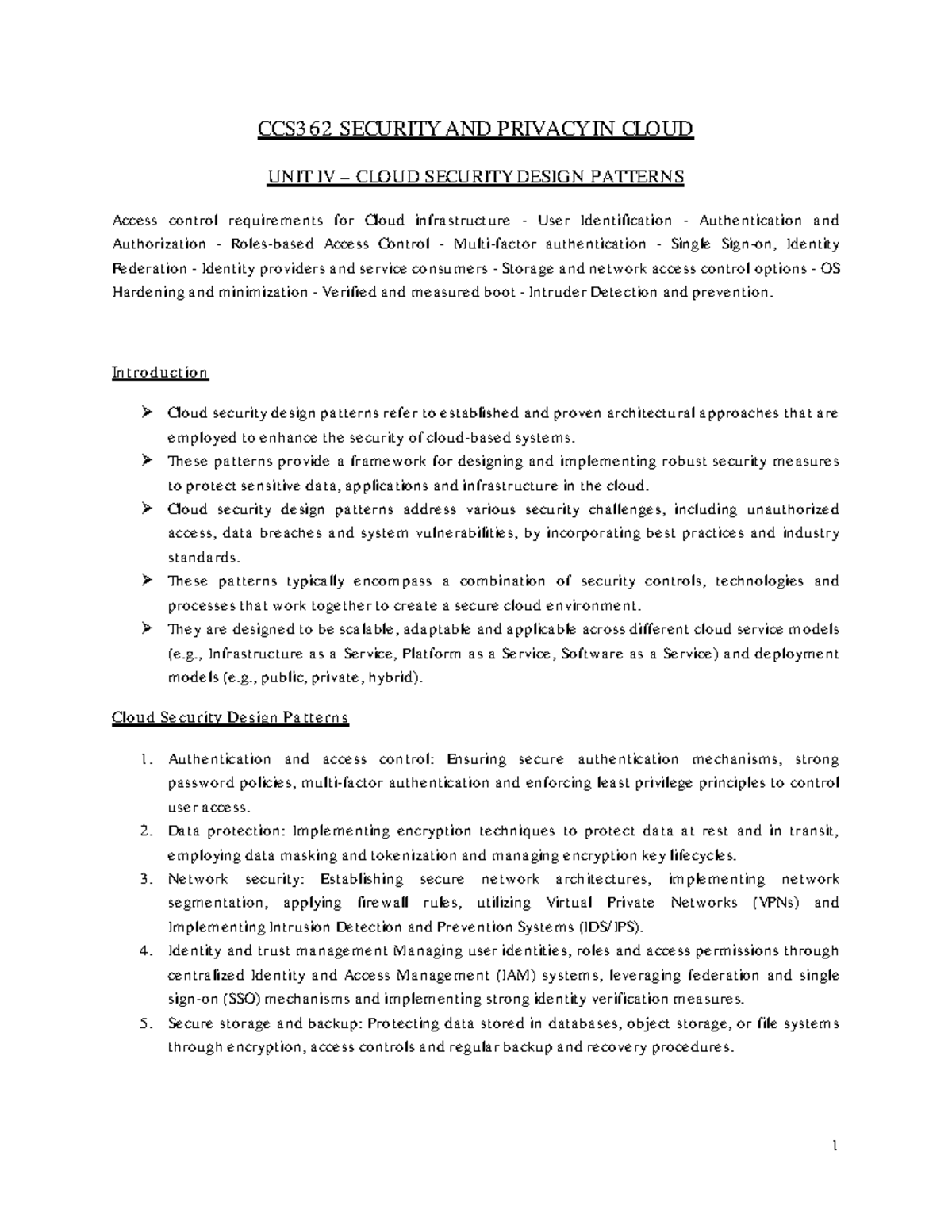 CCS362 Final Exam Notes: Cloud Security Design Patterns and Access ...